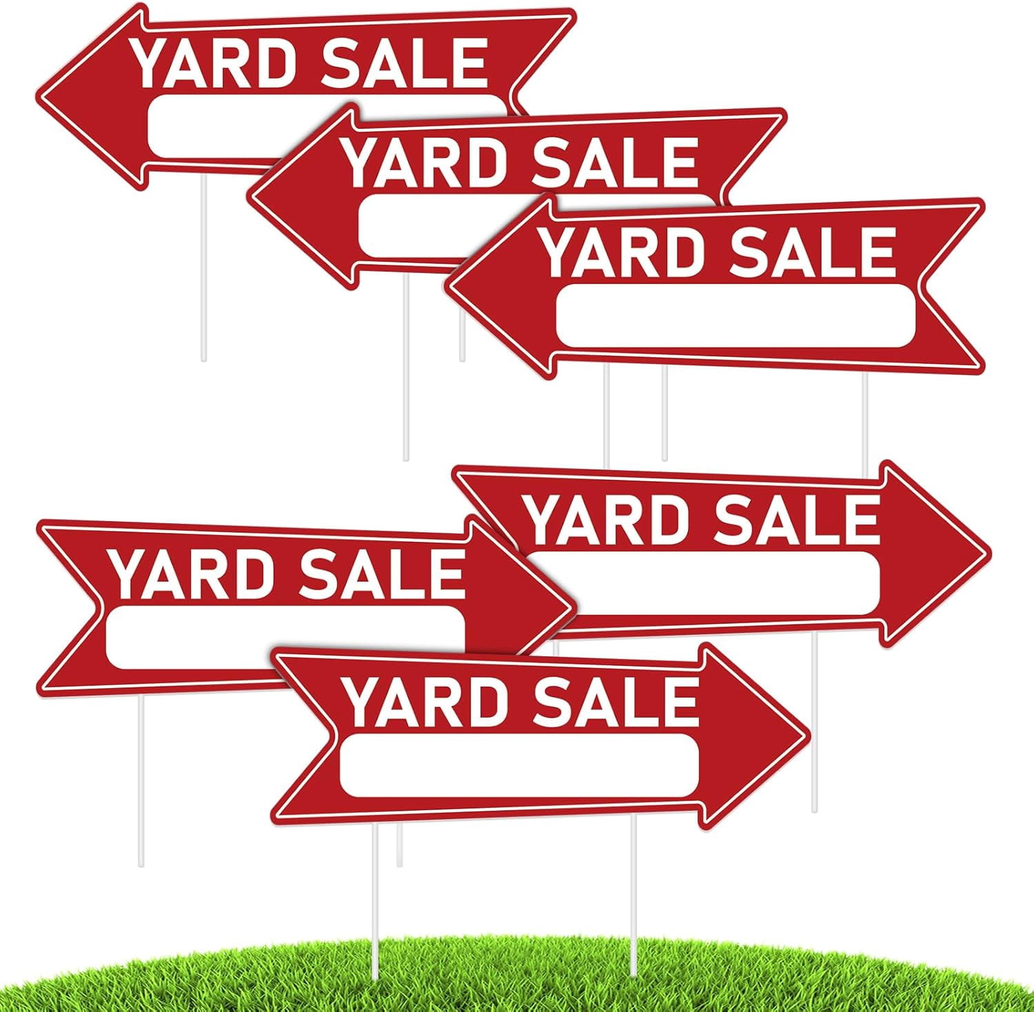 6 Pack Yard Sale Signs with Stakes, Double Sided Arrow Lawn Signs for ...