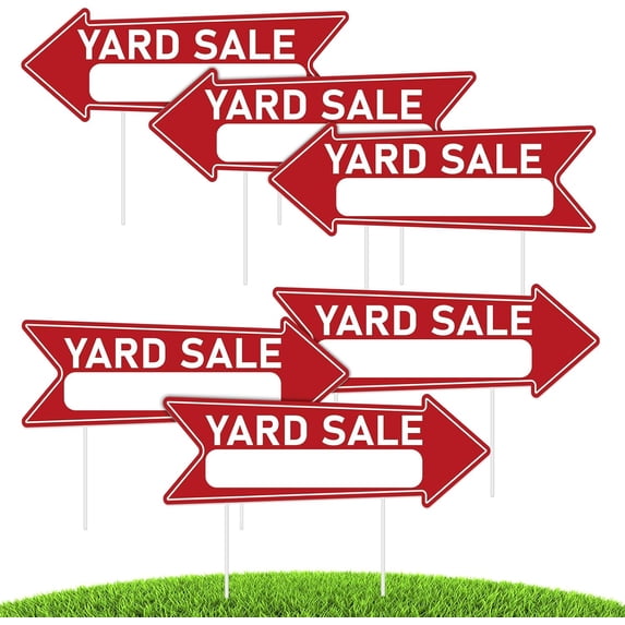 6 Pack Yard Sale Signs with Stakes, Double Sided Arrow Lawn Signs for ...