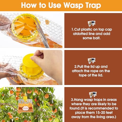 6 Pack Yellow Jacket Trap Disposable Wasp Traps Outdoor Hanging ...