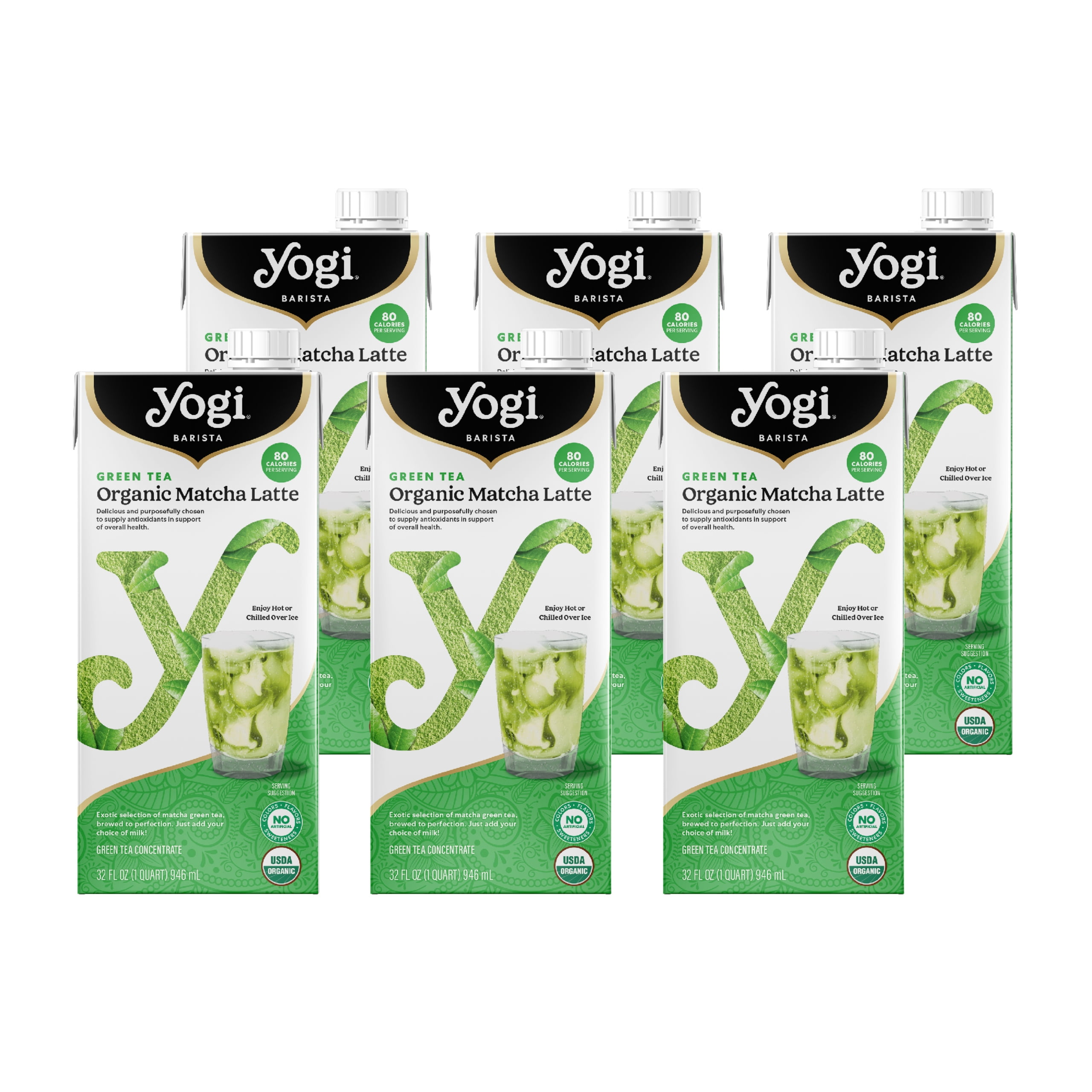Yogi Barista Green Tea Organic Matcha Latte, Tea Concentrate, 32 oz, 6 ...