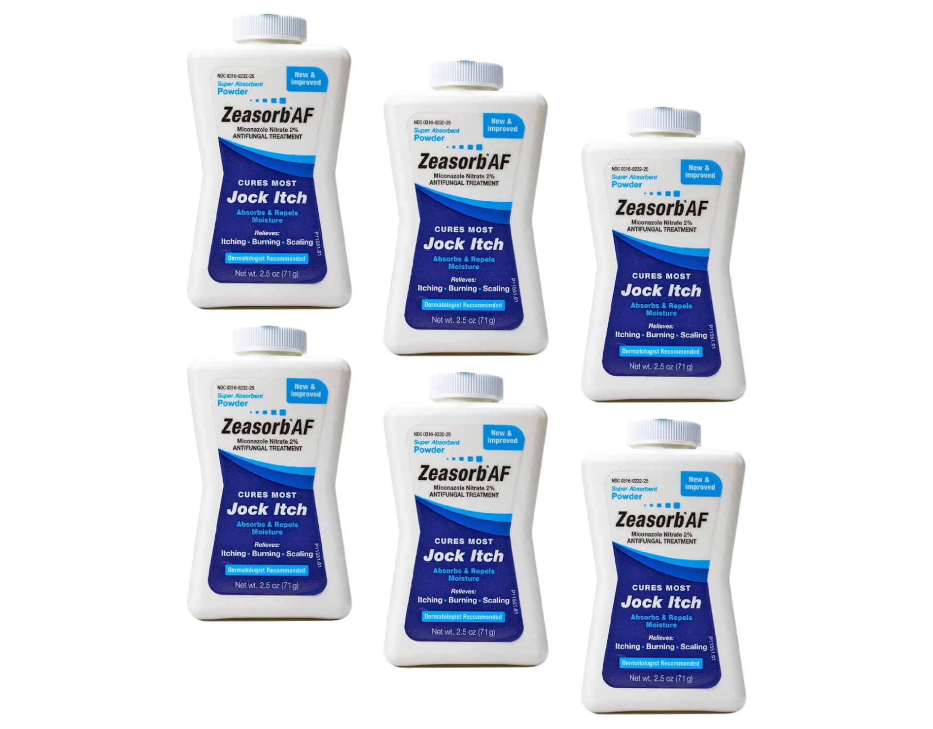 6 Pack - Zeasorb-AF Super Absorbent Antifungal Treatment Powder for ...