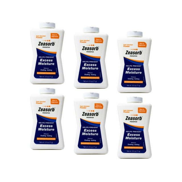 6 Pack Zeasorb Prevention Super Absorbent Powder 2.5-Ounce Bottle Each ...