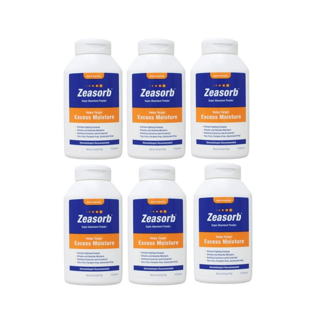 Zeasorb Prevention 6 Pack - Super Absorbent Powder for Body and Feet ...