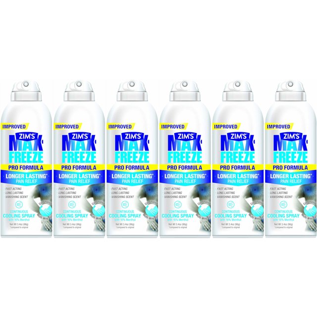 Zims Max-Freeze, 6 Pack Continuous Spray, Extra Strength Body Pain ...