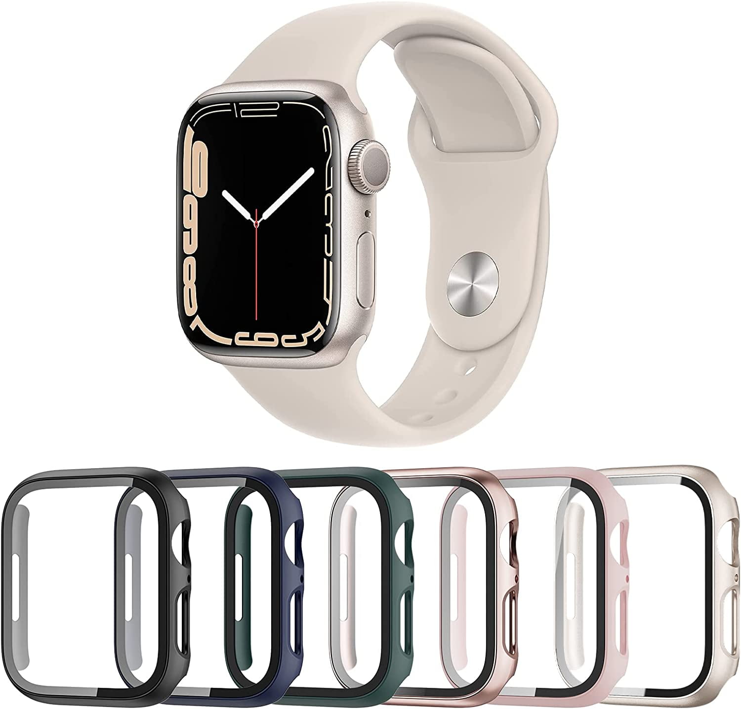 6 Pack case for Apple Watch Series 9/8/7 41mm Screen Protector with ...