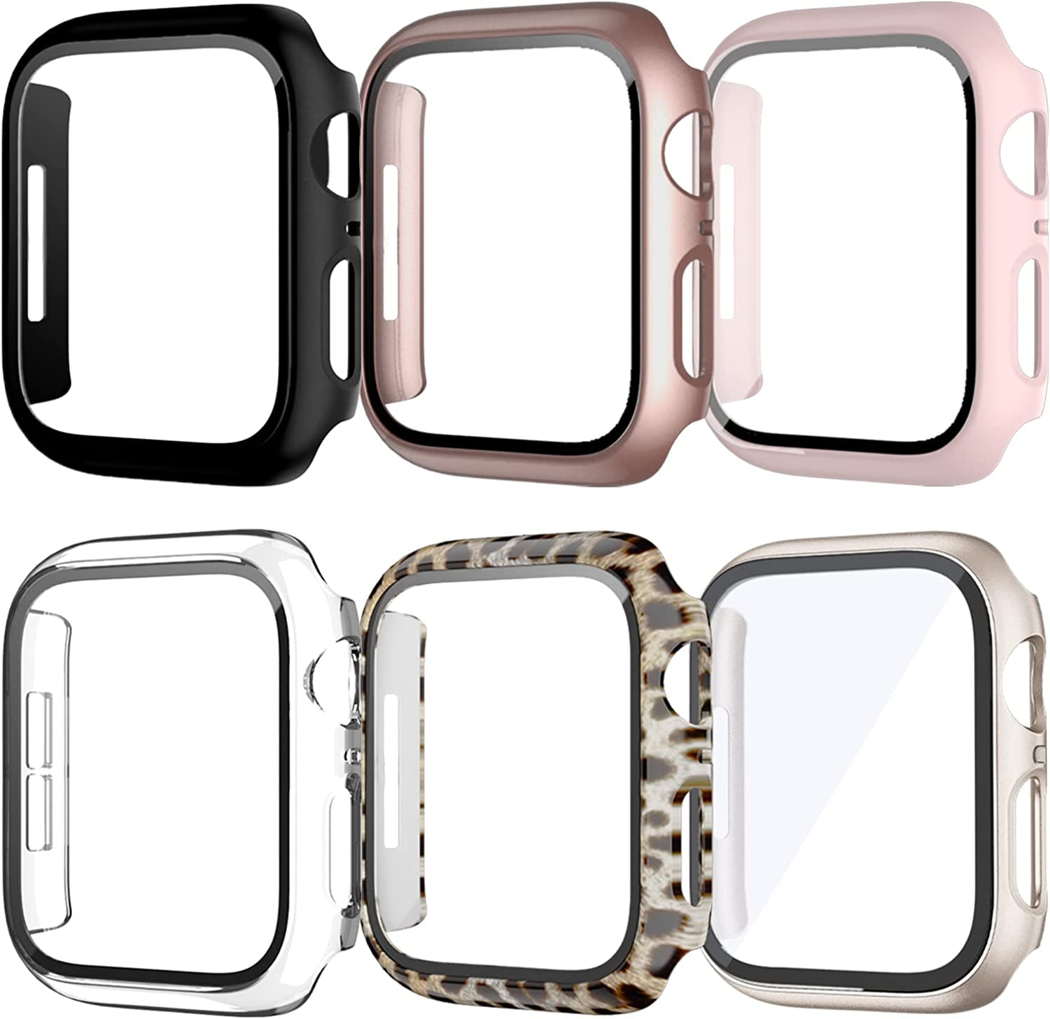 6 Pack for Apple Watch SE 2 Case with Built-in Tempered Glass Screen ...