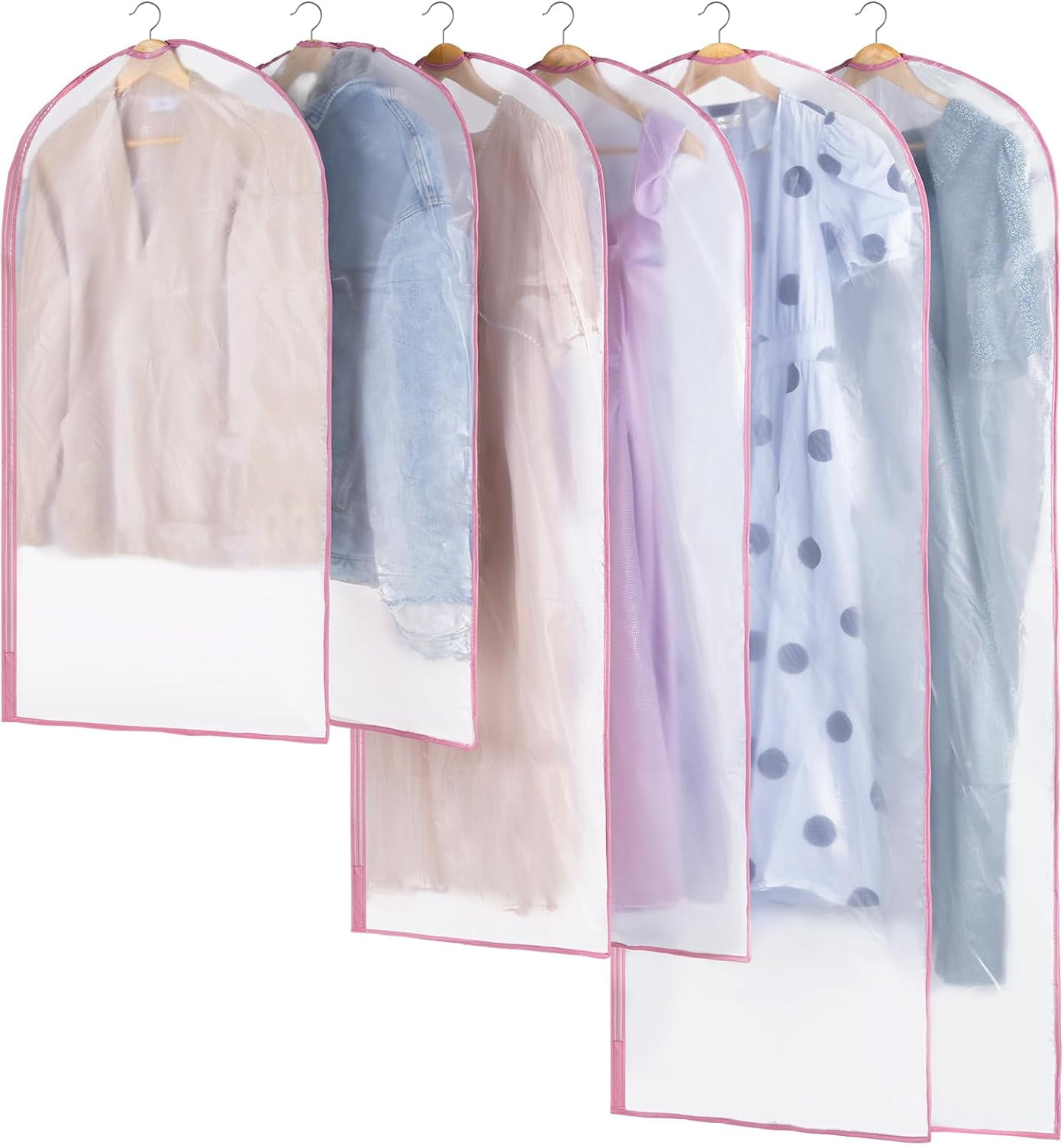 6 Pack for Hanging Clothes - Translucent Suit Bag for Closet Storage ...