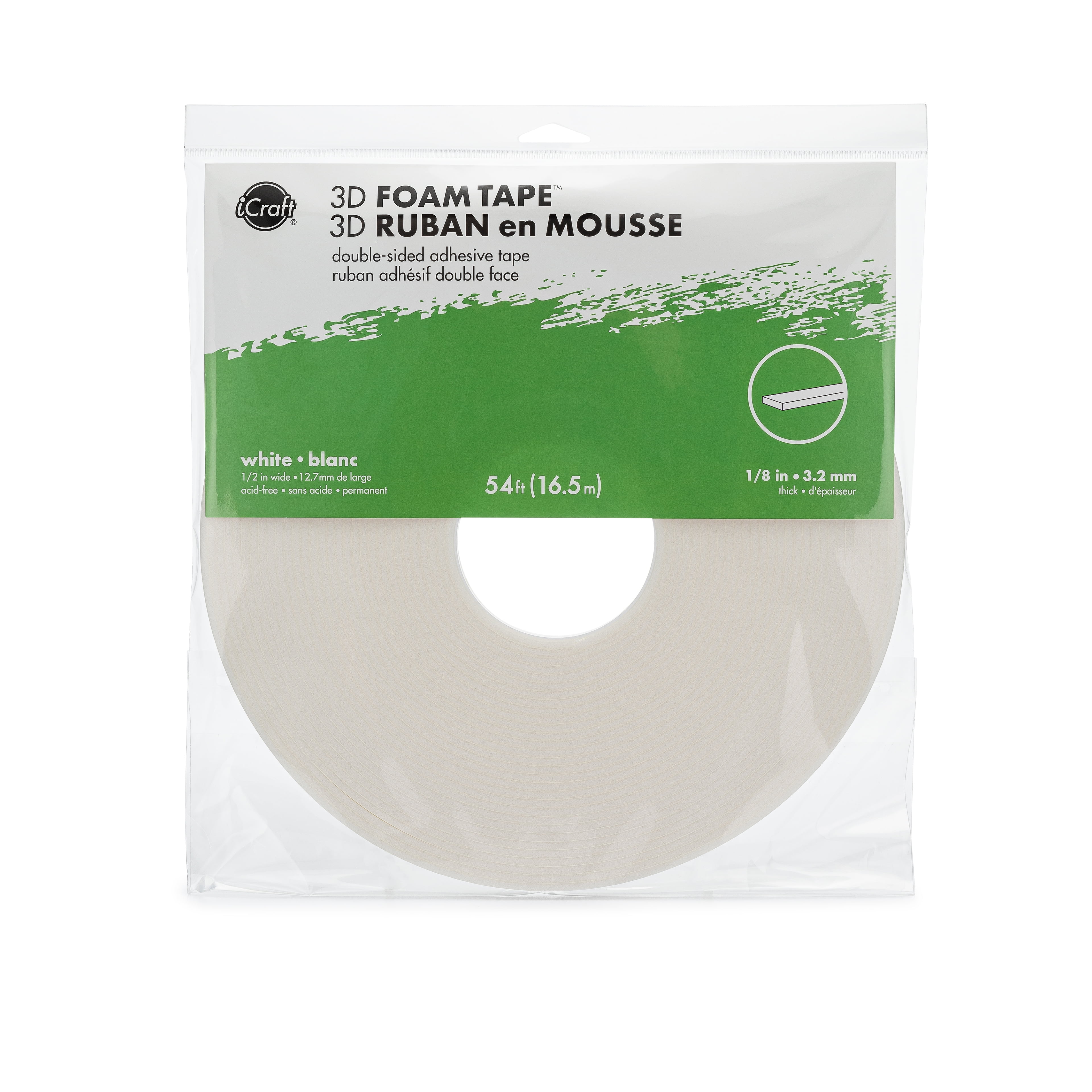 6 Pack: iCraft White 3D Foam Tape™ Roll - 54ft. - Walmart.com
