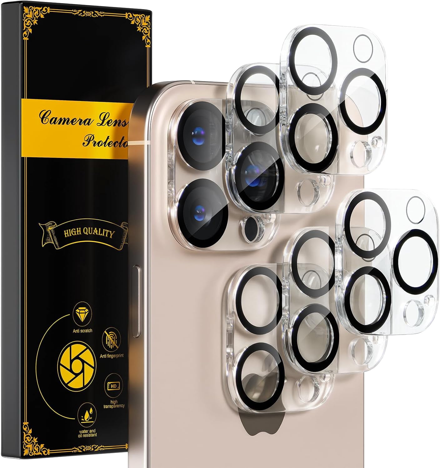 for 6 Pack iPhone 16 Pro/iPhone 16 Pro Max Camera Lens Protector Drop ...