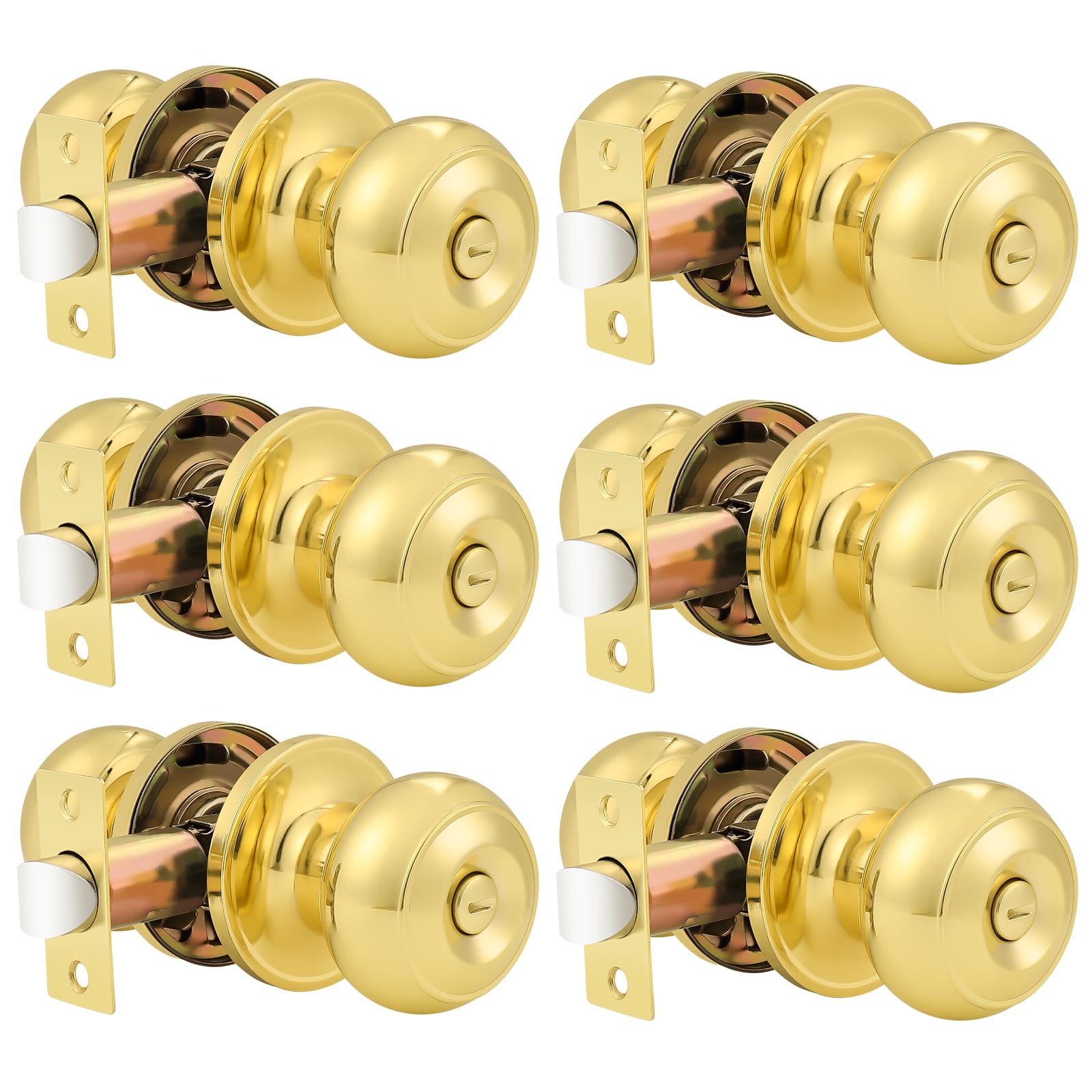 (6 Pack) knobelite Round Privacy Door Knob(Thumb Turn Lock on The ...