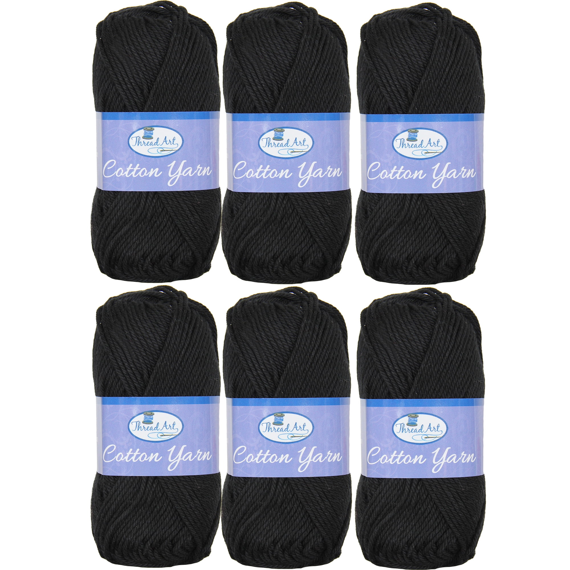 6 Pack Threadart 100% Pure Cotton Crochet Yarn | 50 gram Skeins ...