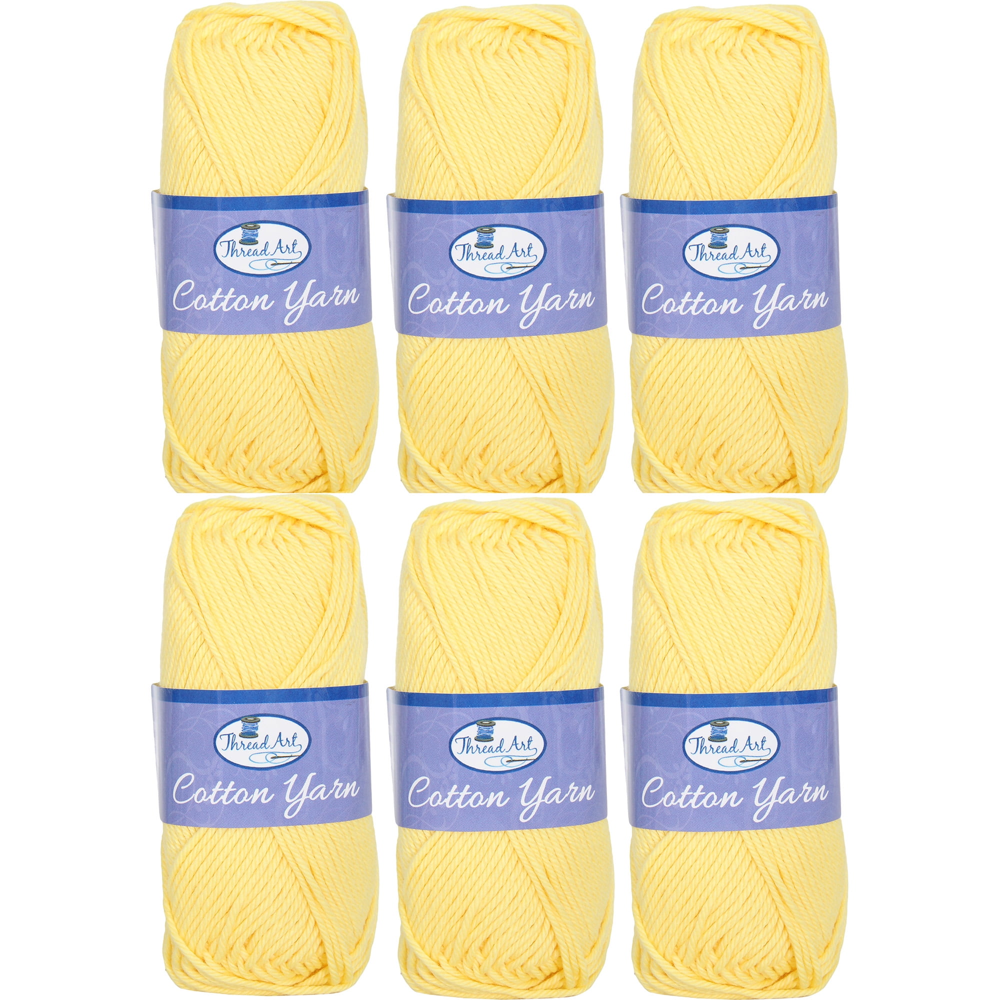 6 Pack Threadart 100% Pure Cotton Crochet Yarn | 50 gram Skeins ...