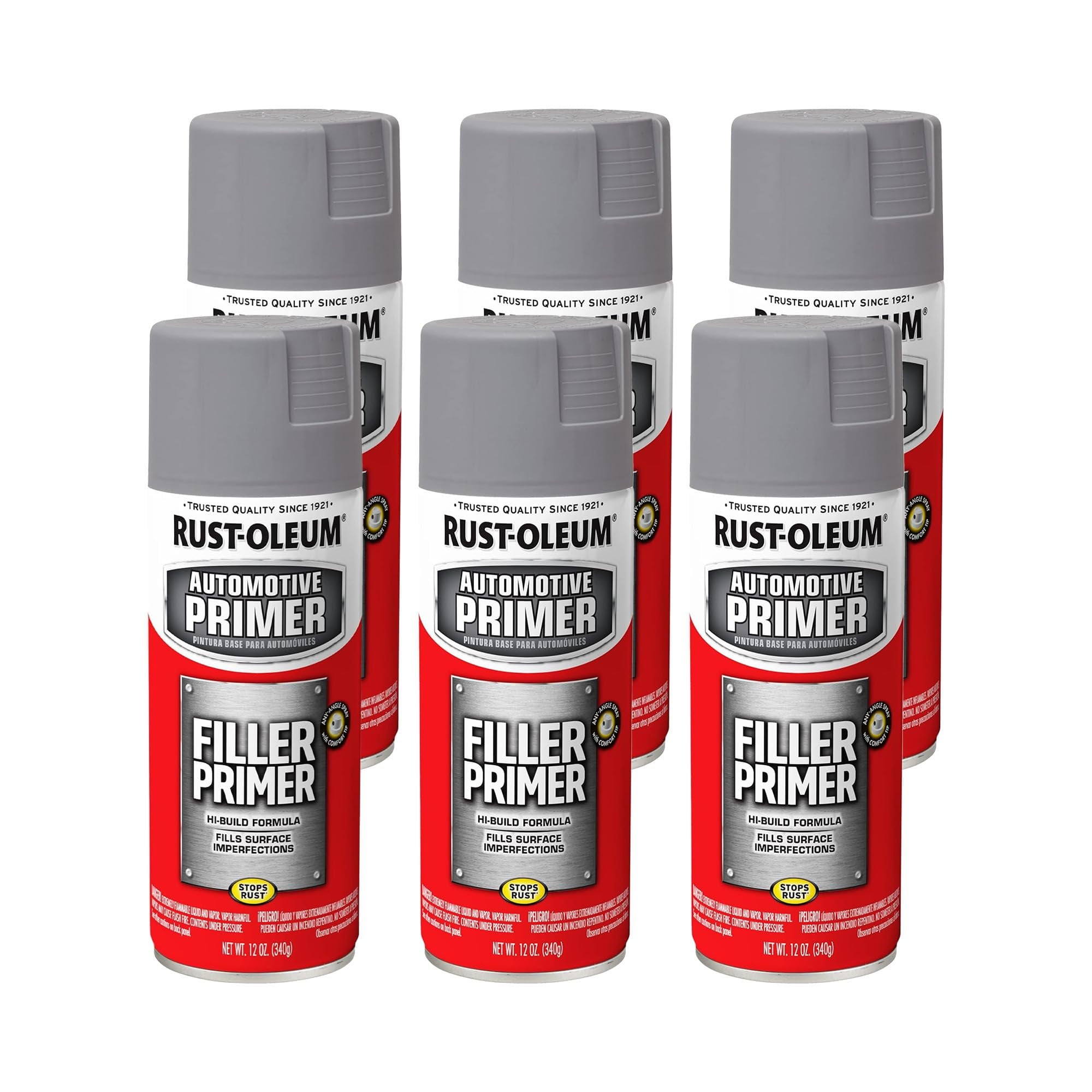 6-Pack of 11 oz Rust-Oleum Brands 249279 Gray Automotive Filler Primer ...