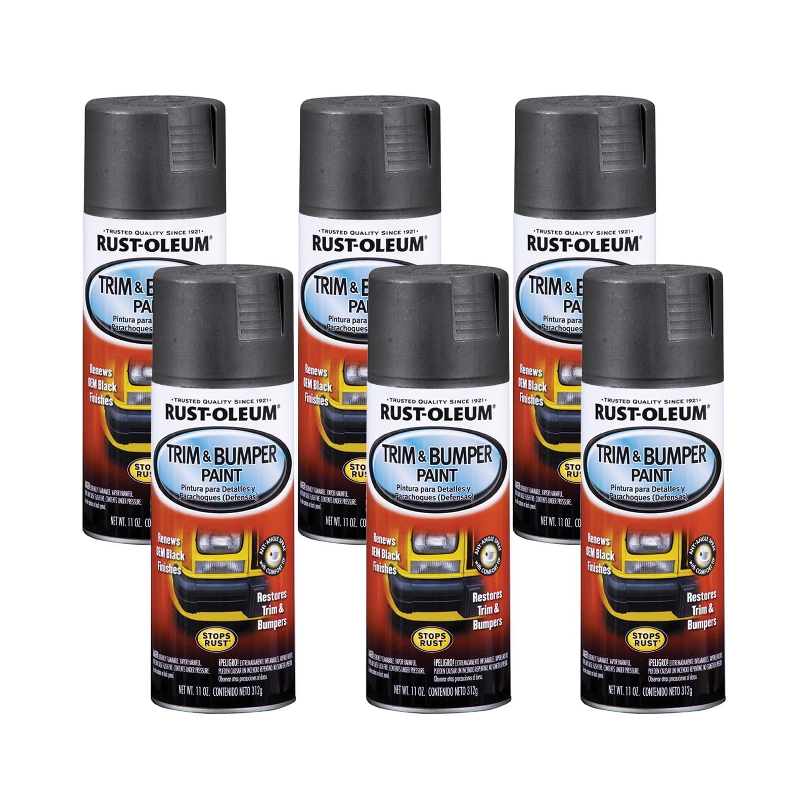 6-Pack of 11 oz Rust-Oleum Brands 251574 Black Automotive Trim & Bumper ...