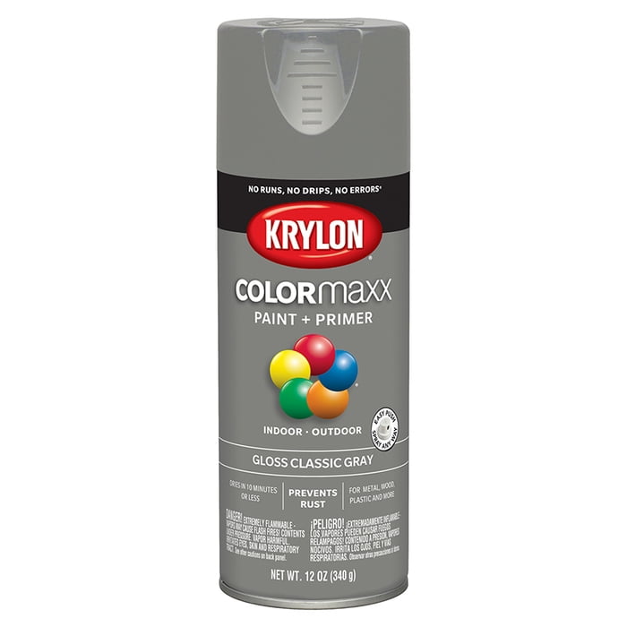6-Pack of 12 oz Krylon K05513007 Classic Gray COLORmaxx Paint & Primer ...