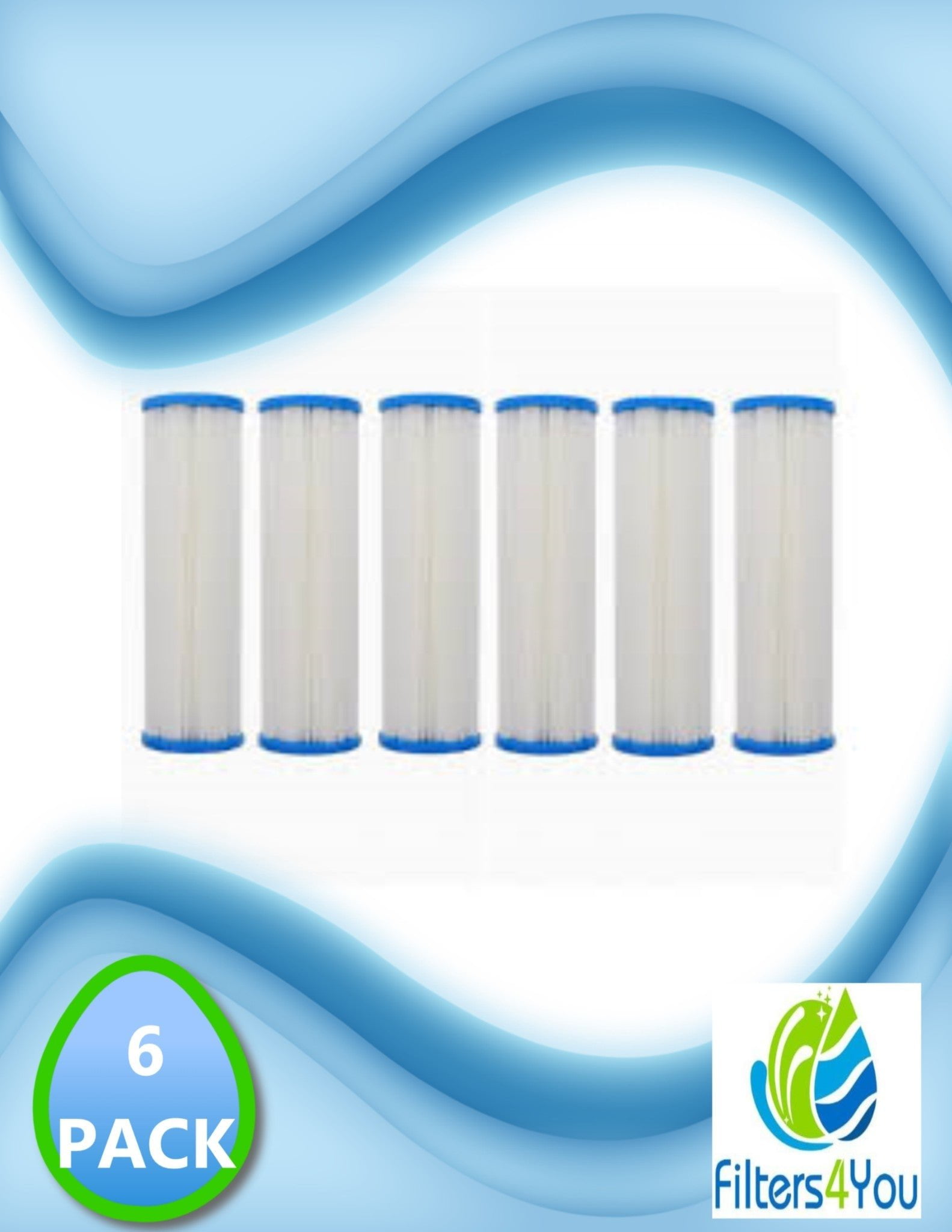 6 Pack of 1m Pleated Sediment Water Filter Cartridges 10"x2.5" Standard ...