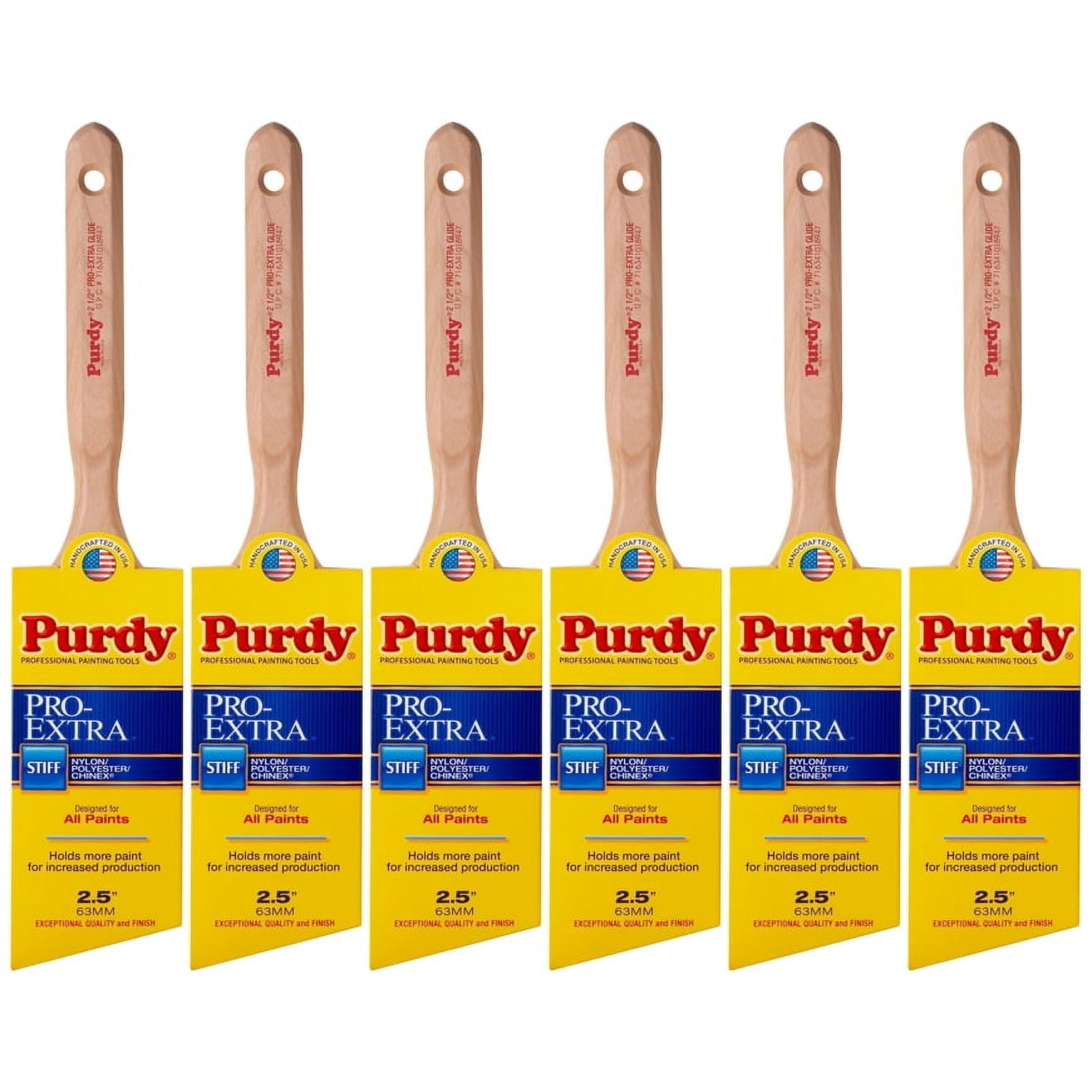 6‐Pack of 2‐1/2" Purdy 144152725 Pro‐Extra Glide Angled Sash Paint Brush, Tynex Chinex & Orel ...