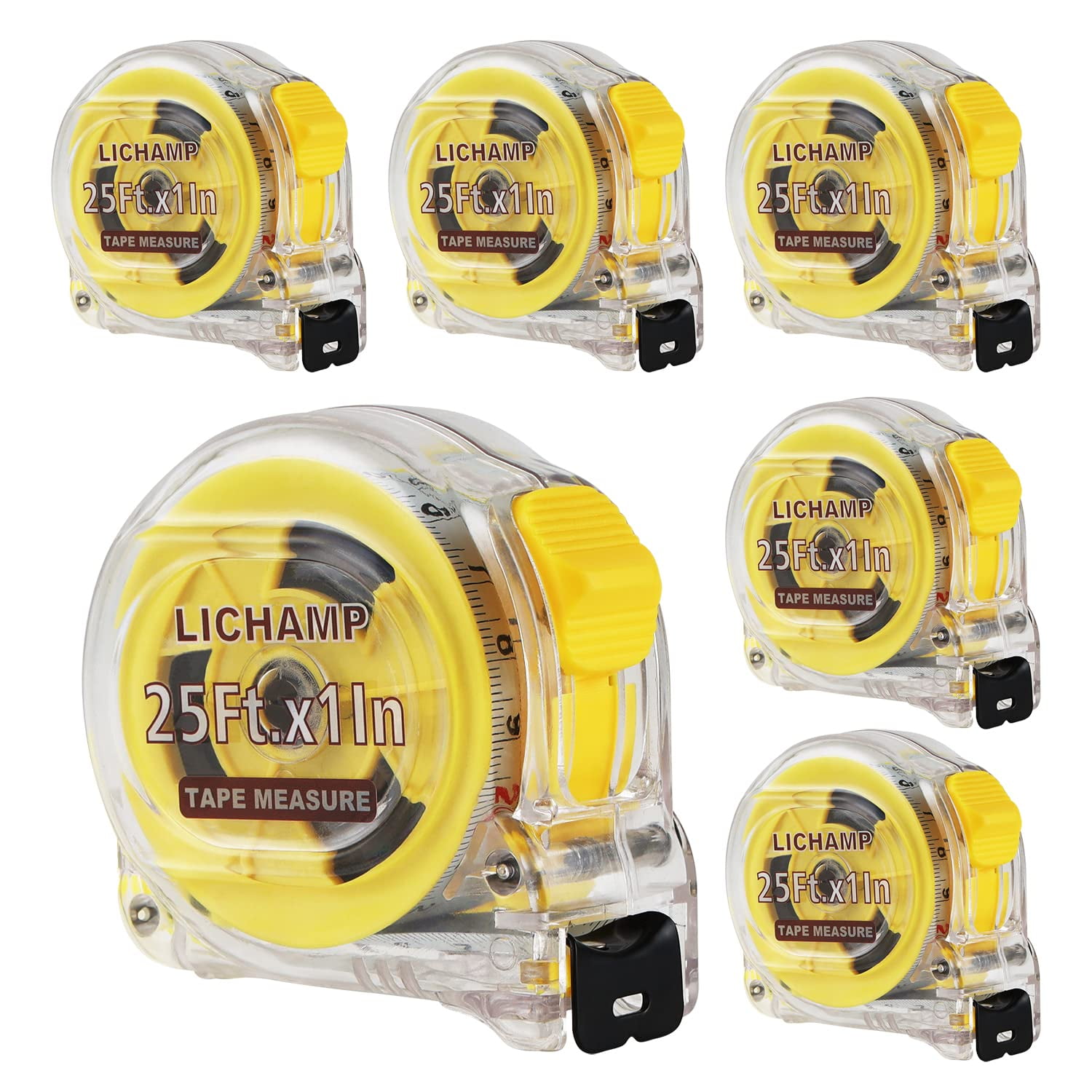 6 Pack of 25FT/7.5M SAE and Metric Retractable Tape Measures, Easy Read ...