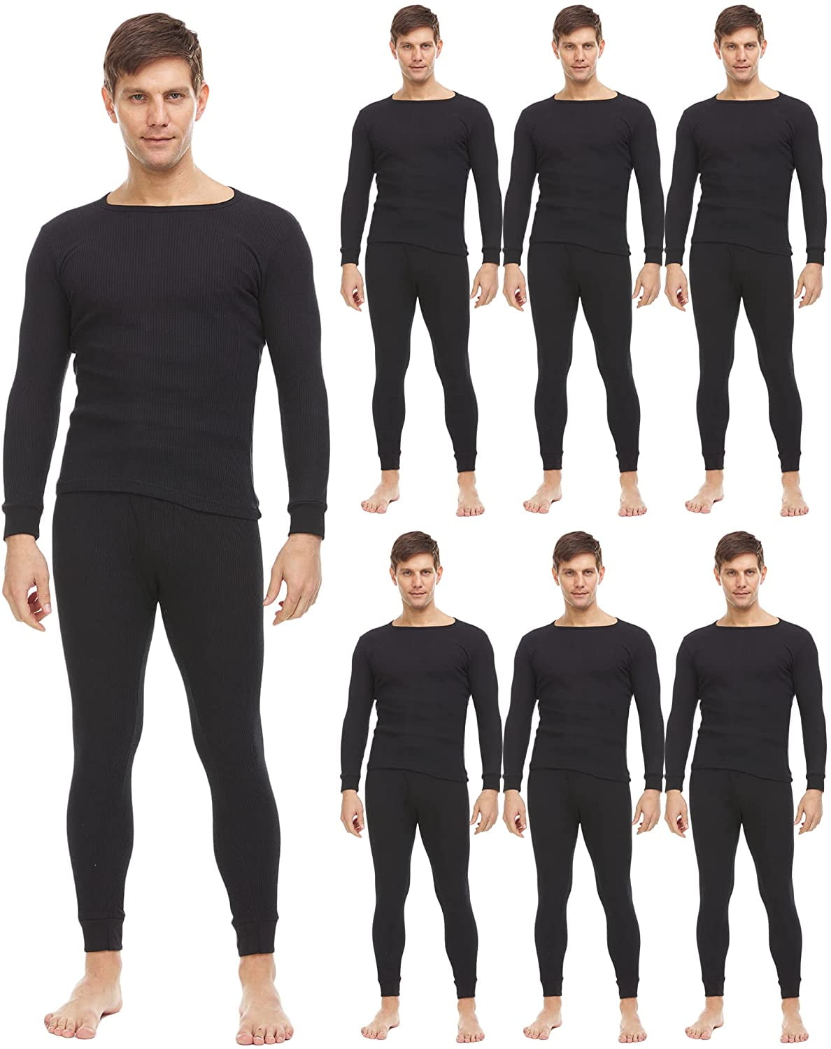 BillionHats 6 Pack Men's Thermal Sets, Cotton Blend Long Johns ...