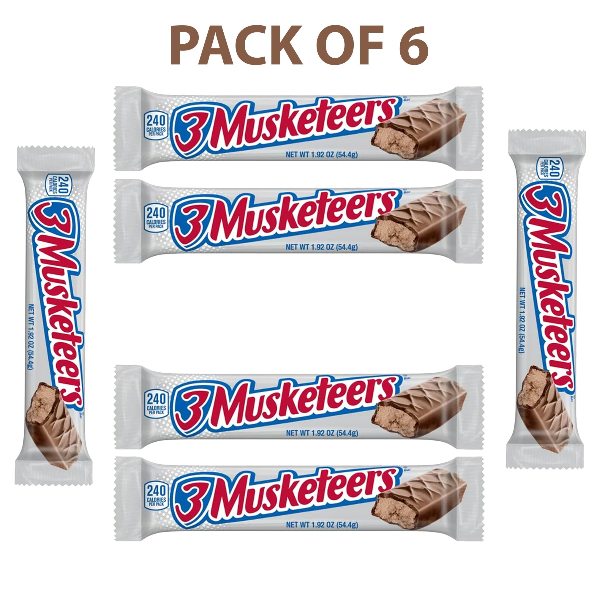 6-Pack of 3 Musketeers Full Size Chocolate Candy Bars - Snacks | 1.92 ...