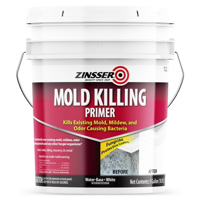 6-Pack of 5 gal Zinsser 276088 Mold Killing Primer White Water-Based ...