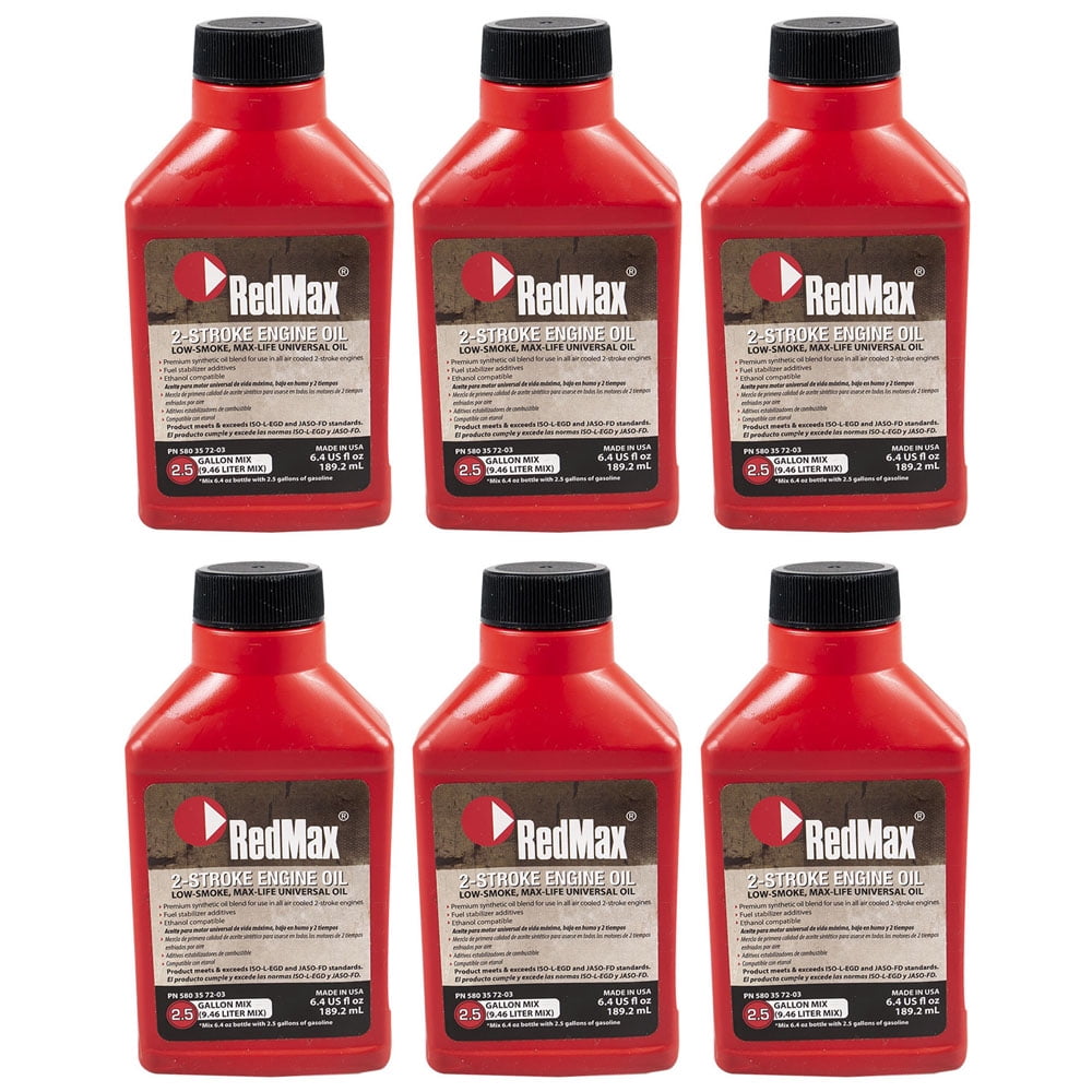 6.4oz Bottles of RedMax Synthetic 2 Stroke Cycle Oil w/ Fuel Stabilizer ...