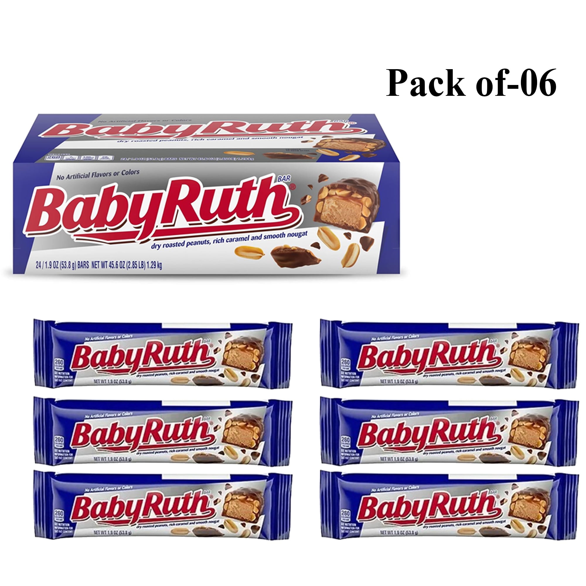 6 Pack of Baby Ruth - Full-Size Candy Bars for Snacks Time | 1.9 Oz Per ...