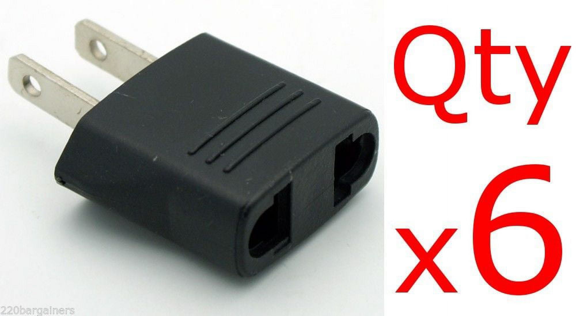 6 Pack of Black North American Plug Adapters- Changes Euro Asia Plugs ...
