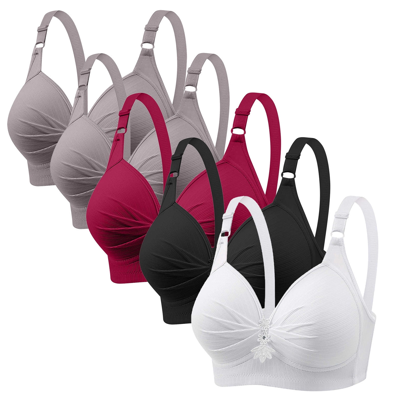 6 Pack of Color T-Shirt Bras Women Adjustable Strap Full Coverage Cozy ...