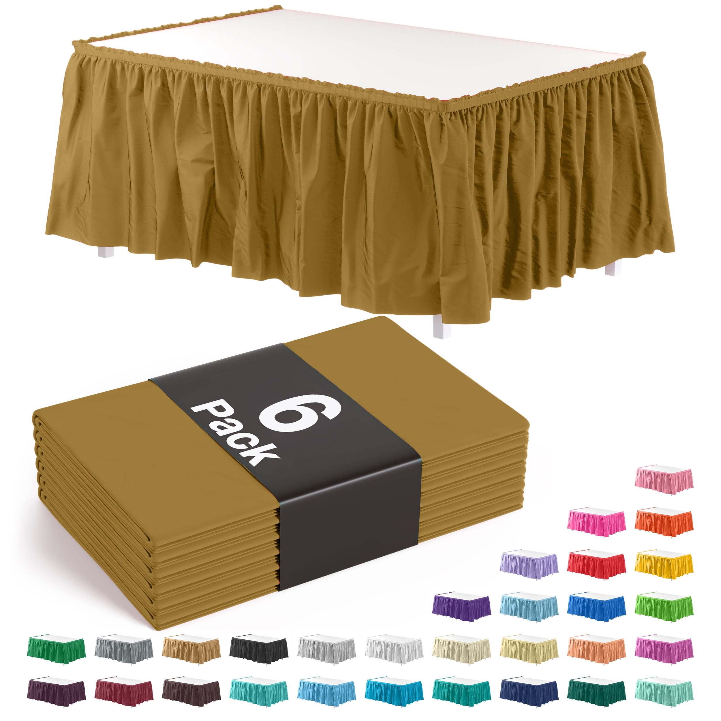 6-Pack of Exquisite Gold Plastic Table Skirts - Each 14 Ft. Long x 29 ...