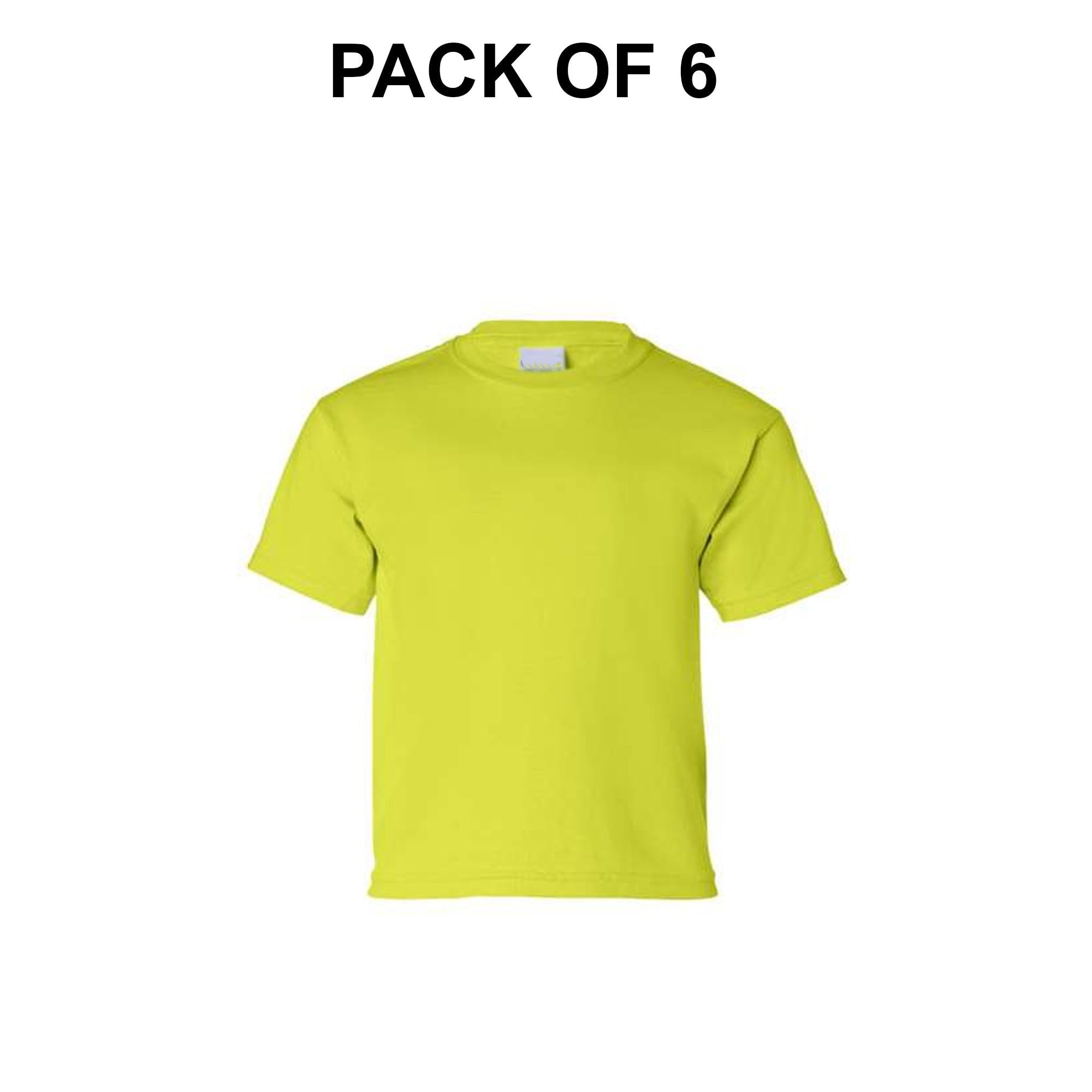 6 Pack of Gildan Ultra 100% Cotton Youth T-Shirt – Safety Green Color ...