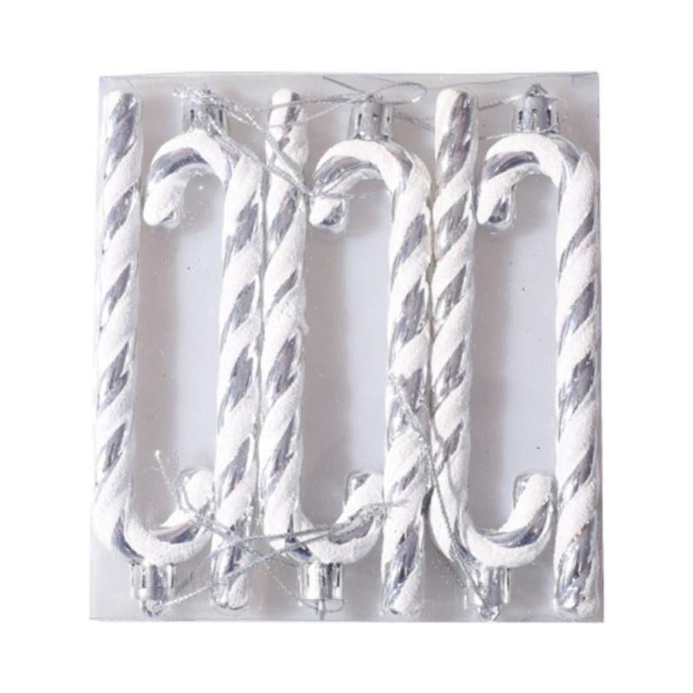 6 Pack of Glitter Christmas Plastic Candy Cane Christmas Tree Hanging ...
