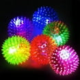 6 Pack of Light-up Flashing LED Spiky Squeaky Balls (Random Colors) NOT ...