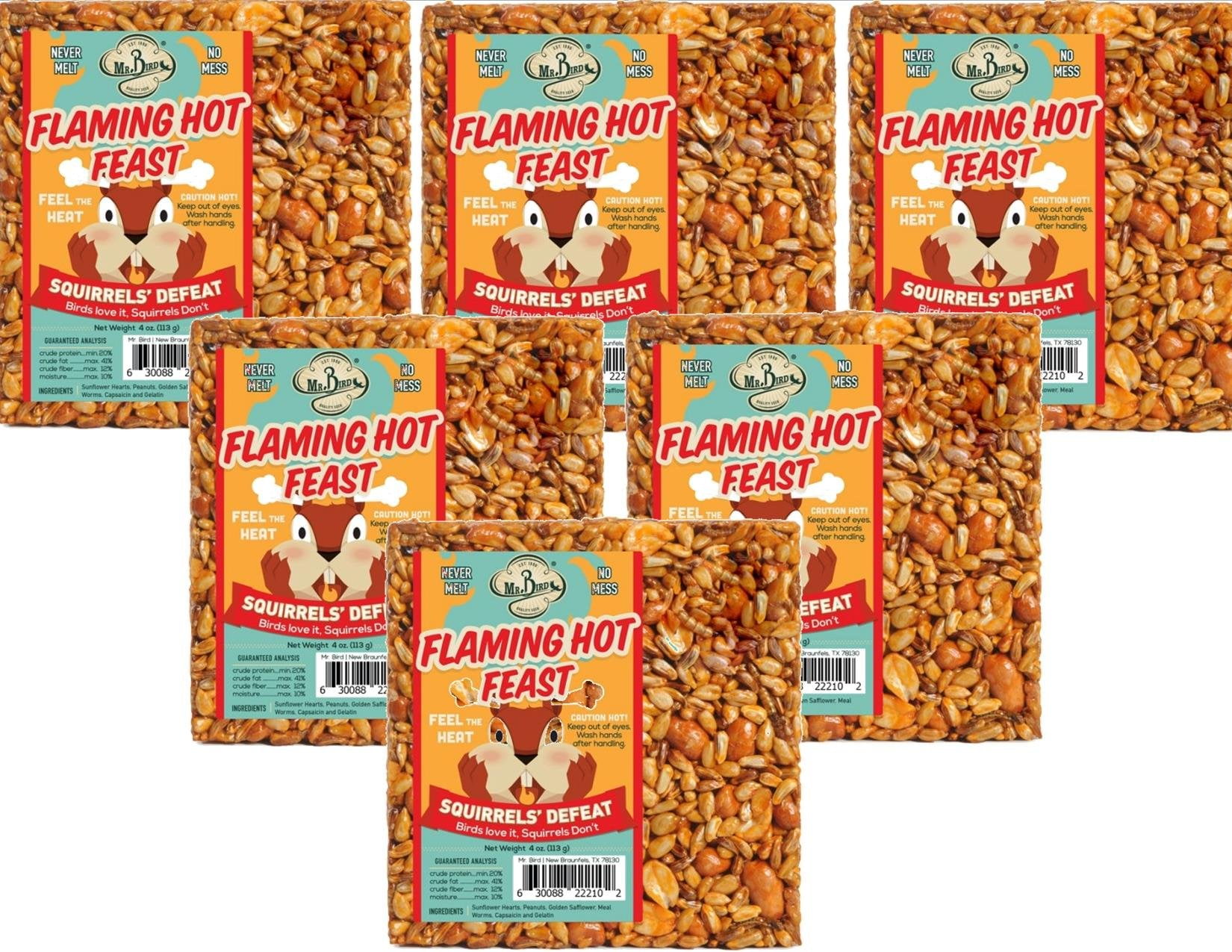 6-Pack of Mr. Bird Flaming Hot Feast H2FSDSmall Wild Bird Seed Cake 4 ...