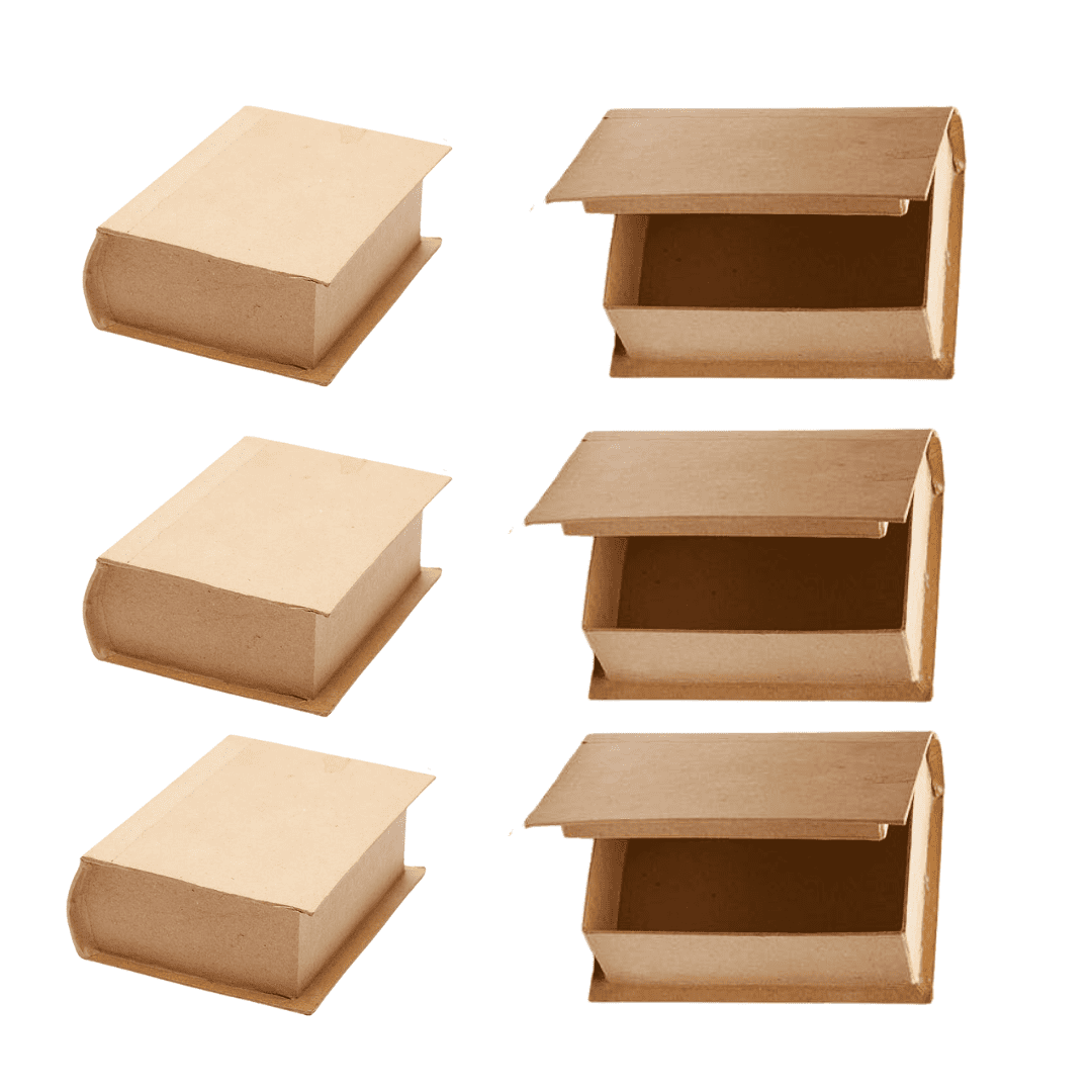6 Pack of Paper Mache Book-Shaped Boxes with Lids - For Home Decor ...