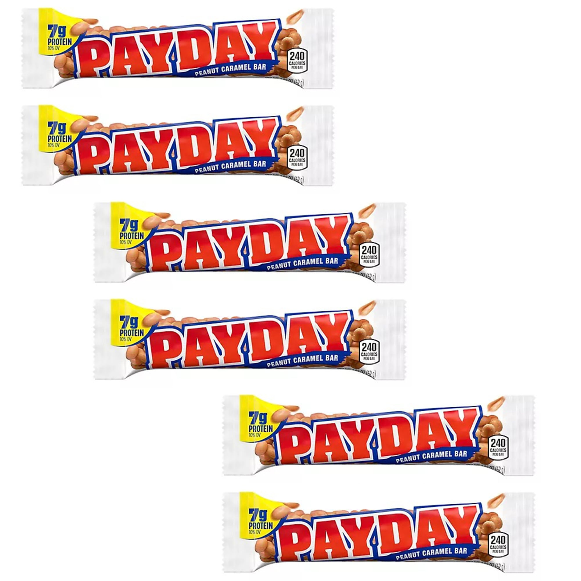 RADYAN Payday Peanut Caramel Candy Bars, Chewy, 6 Pack, 1.85 Oz ...