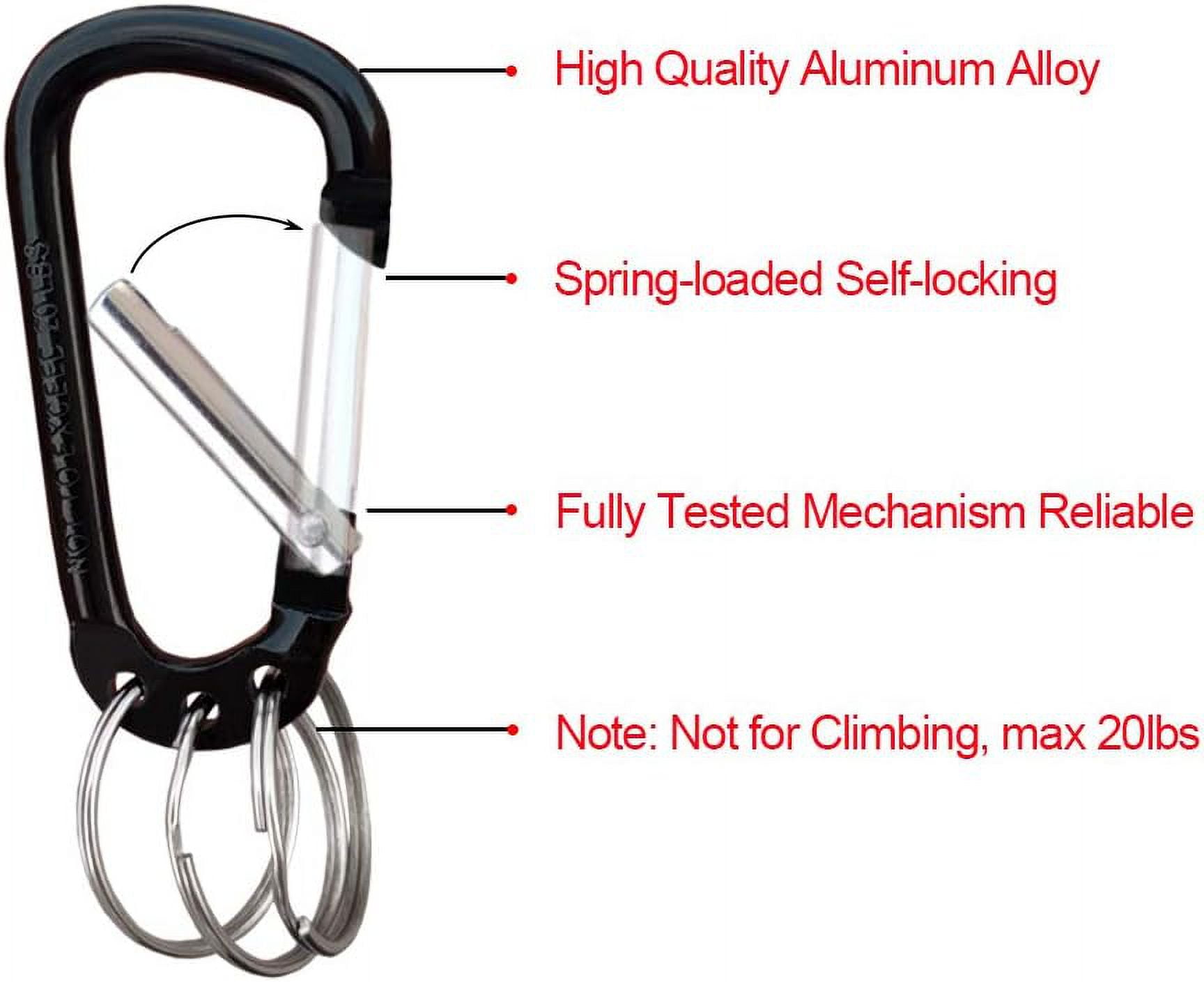 6-Pack of Practical and Durable Aluminum Alloy D Shape Carabiner Clip ...