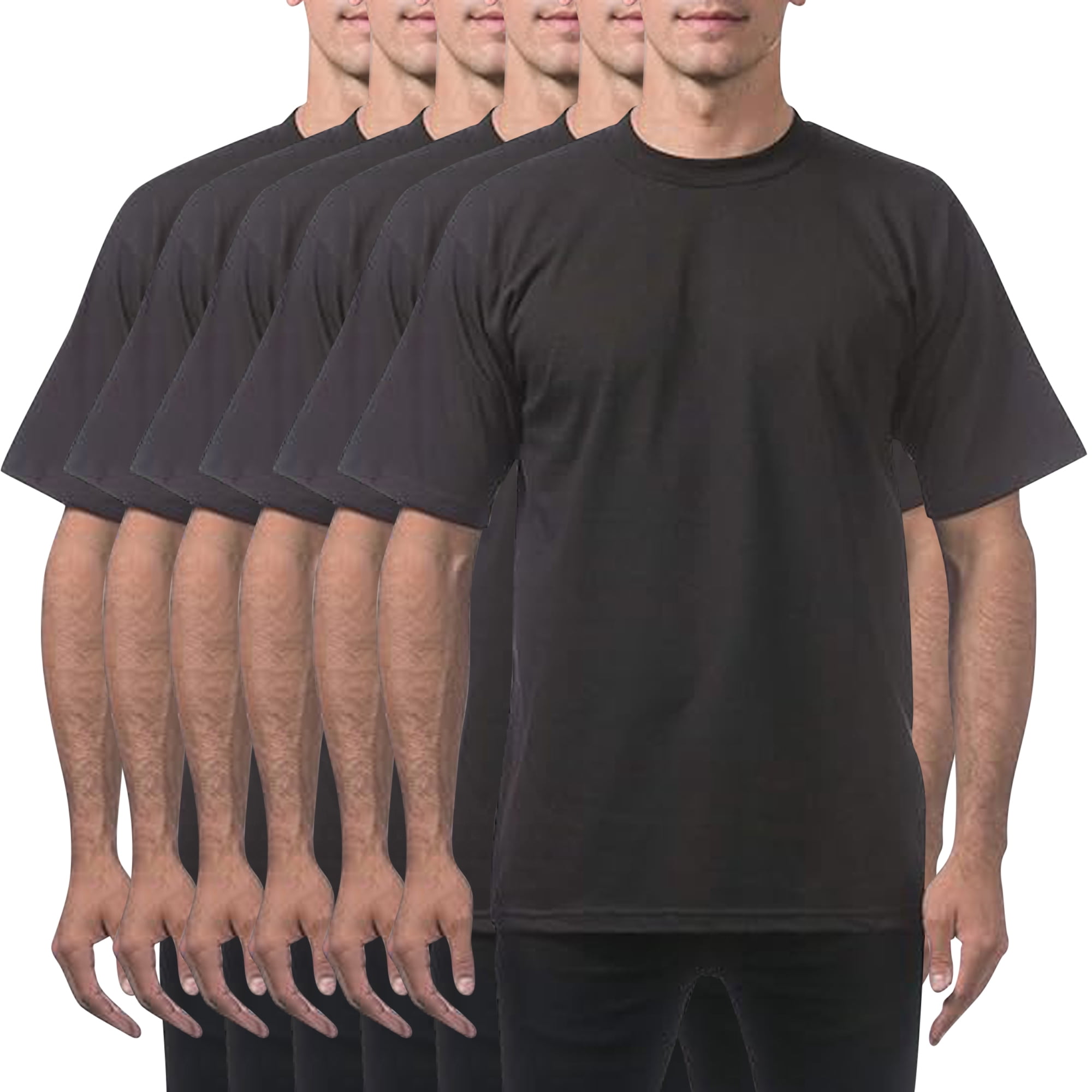 6 Pack of Pro Club Men's Heavyweight Cotton Short Sleeve Crew Neck T ...