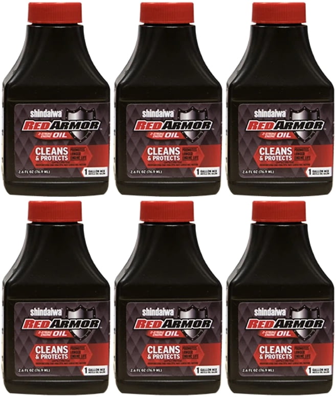 6 Pack of Shindaiwa Red Armor 2-Stroke Engine Oil 2.6 oz Bottle 50:1 ...