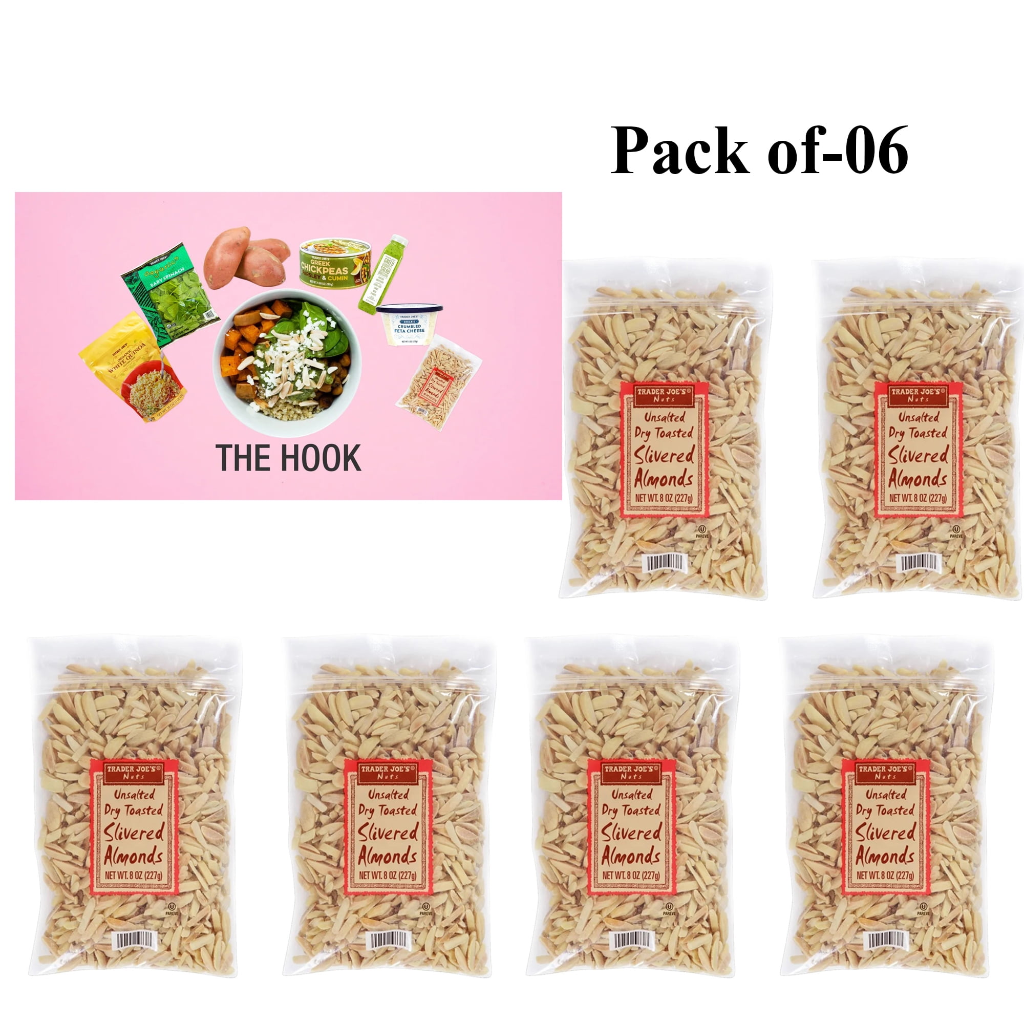 Pack Of 6 TRADER JOES Unsalted Dry Toasted Slivered Almonds | 8 Oz Per ...