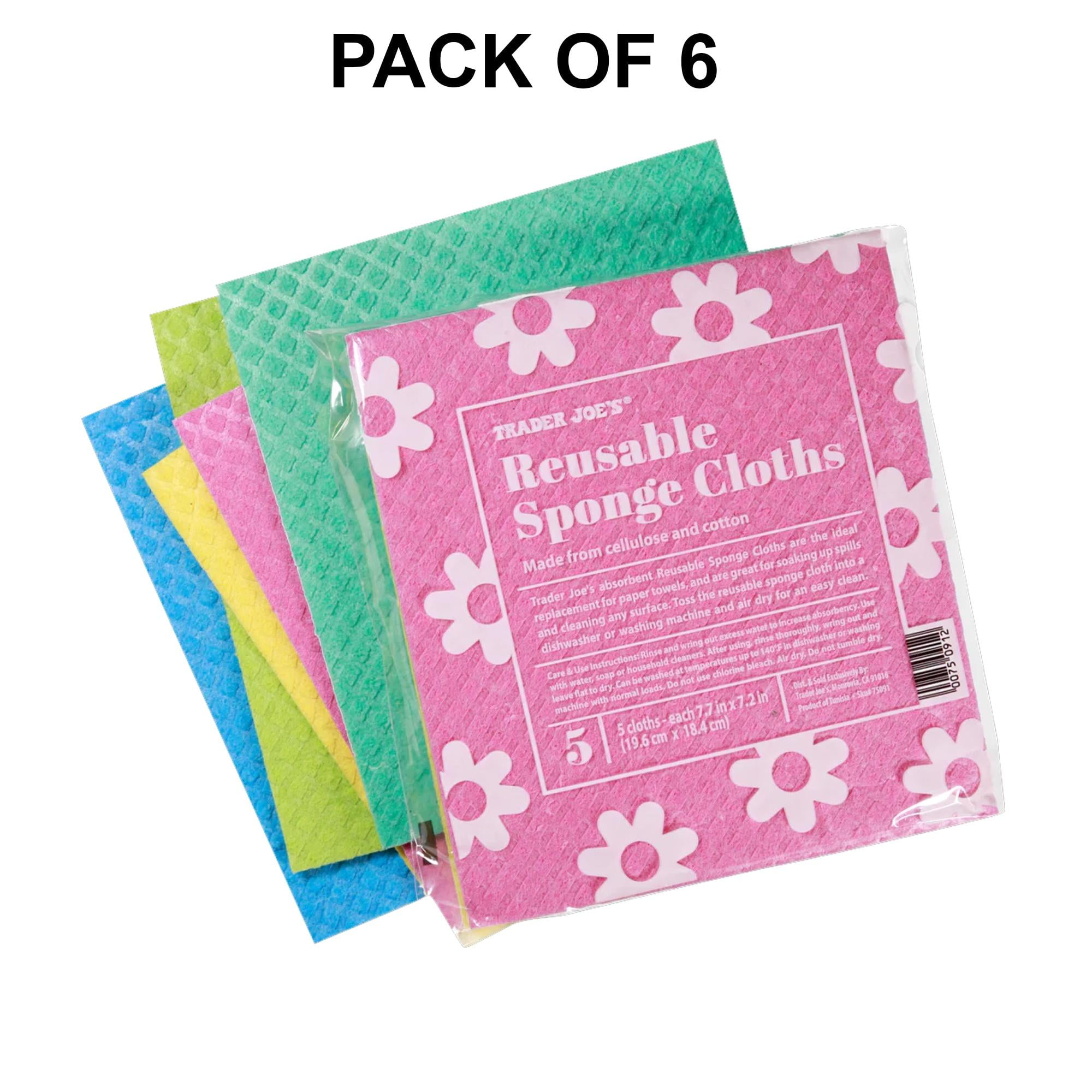 6 Pack of Trader Joe’s Reusable Sponge Cloths | 1 Each - Walmart.com