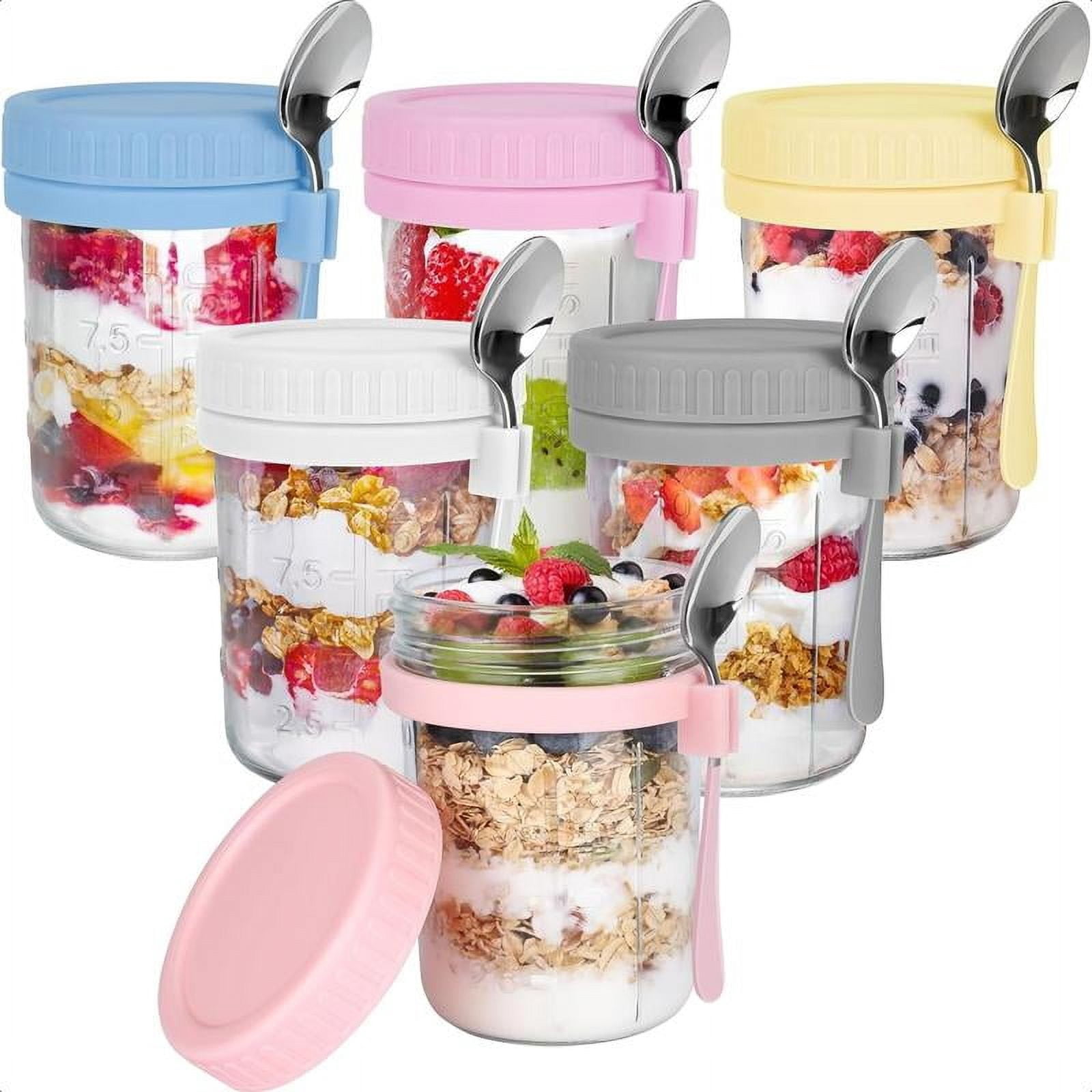 6-Pack or 4-Pack Glass Overnight Oats Containers – 16 oz Mason Jars ...