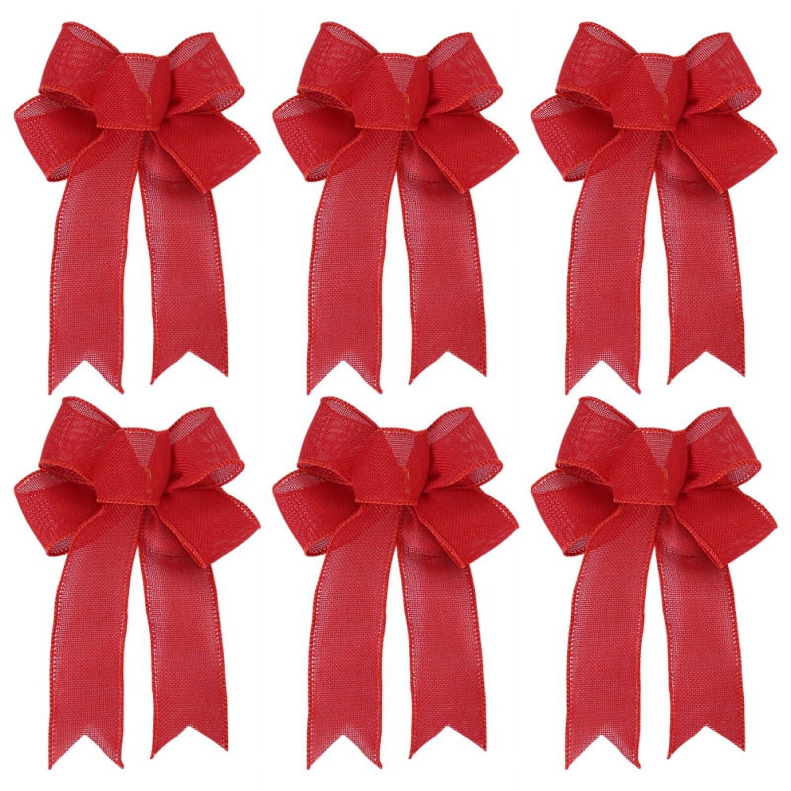 6 Pack set Glitter Christmas Wreaths Bows Xmas Tree Decoration Bows PVC ...