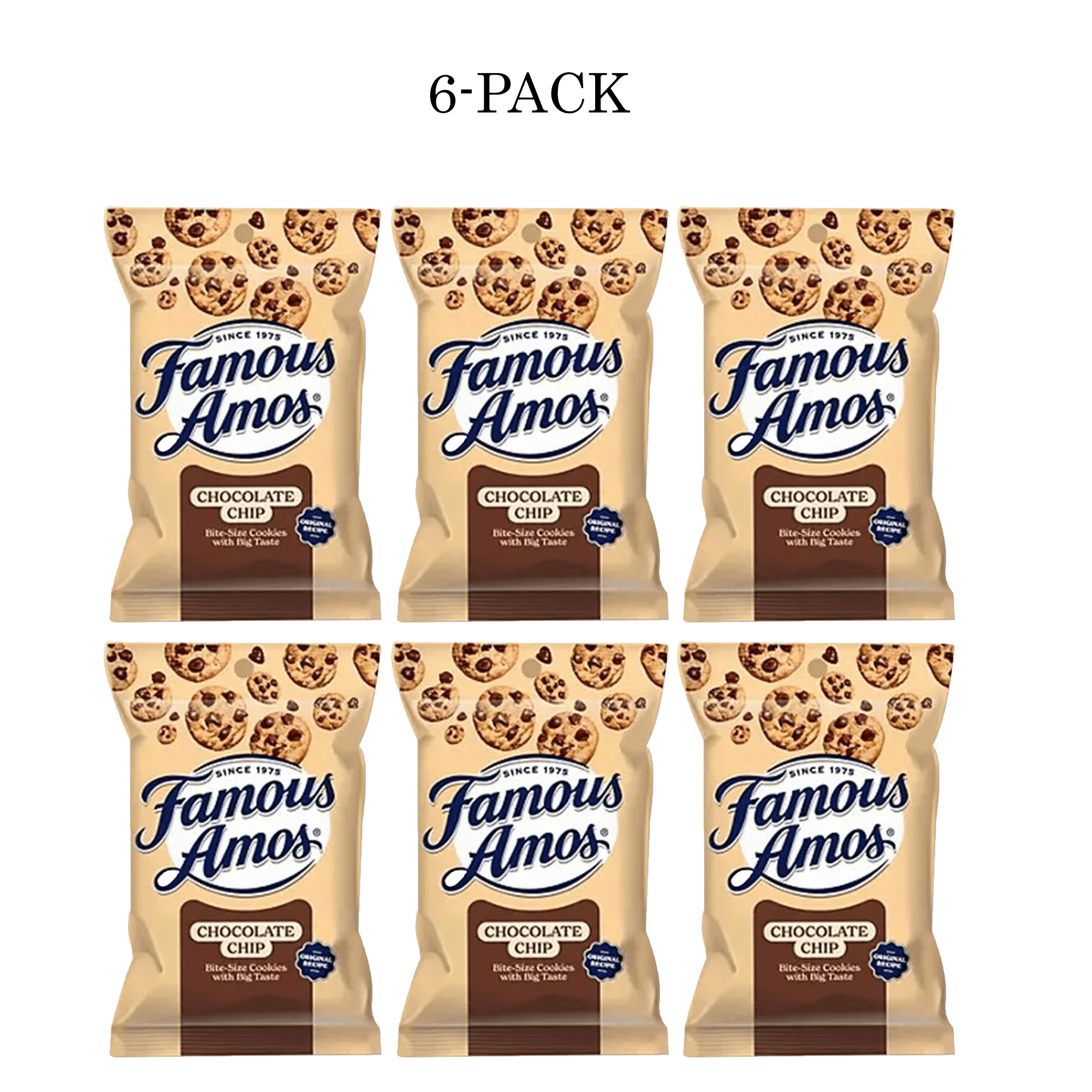 Famous Amos Chocolate Chip Cookies, Bite-Size Snack, 6 Pack, 2 Oz ...