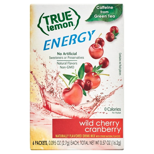 (6 Packets) True Lemon Energy Wild Cherry Cranberry Sugar Free, On-The ...