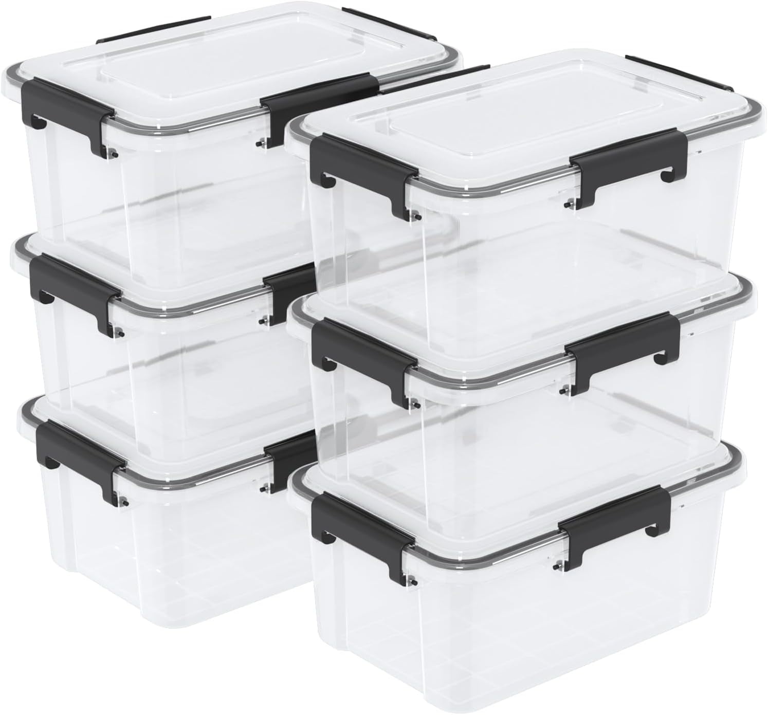 6 Packs 10 Liters Clear Containers with Sealed Circle Lids, Plastic ...