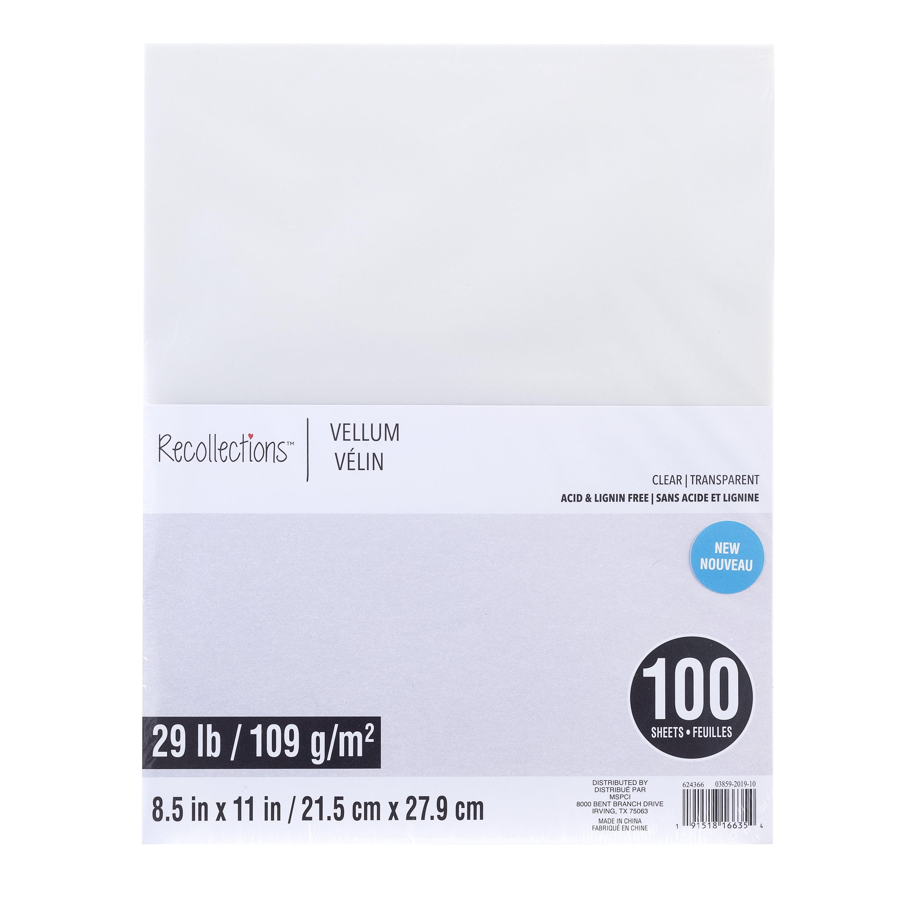 6 Packs: 100 ct. (600 total) Clear 8.5" x 11" Vellum Paper by ...