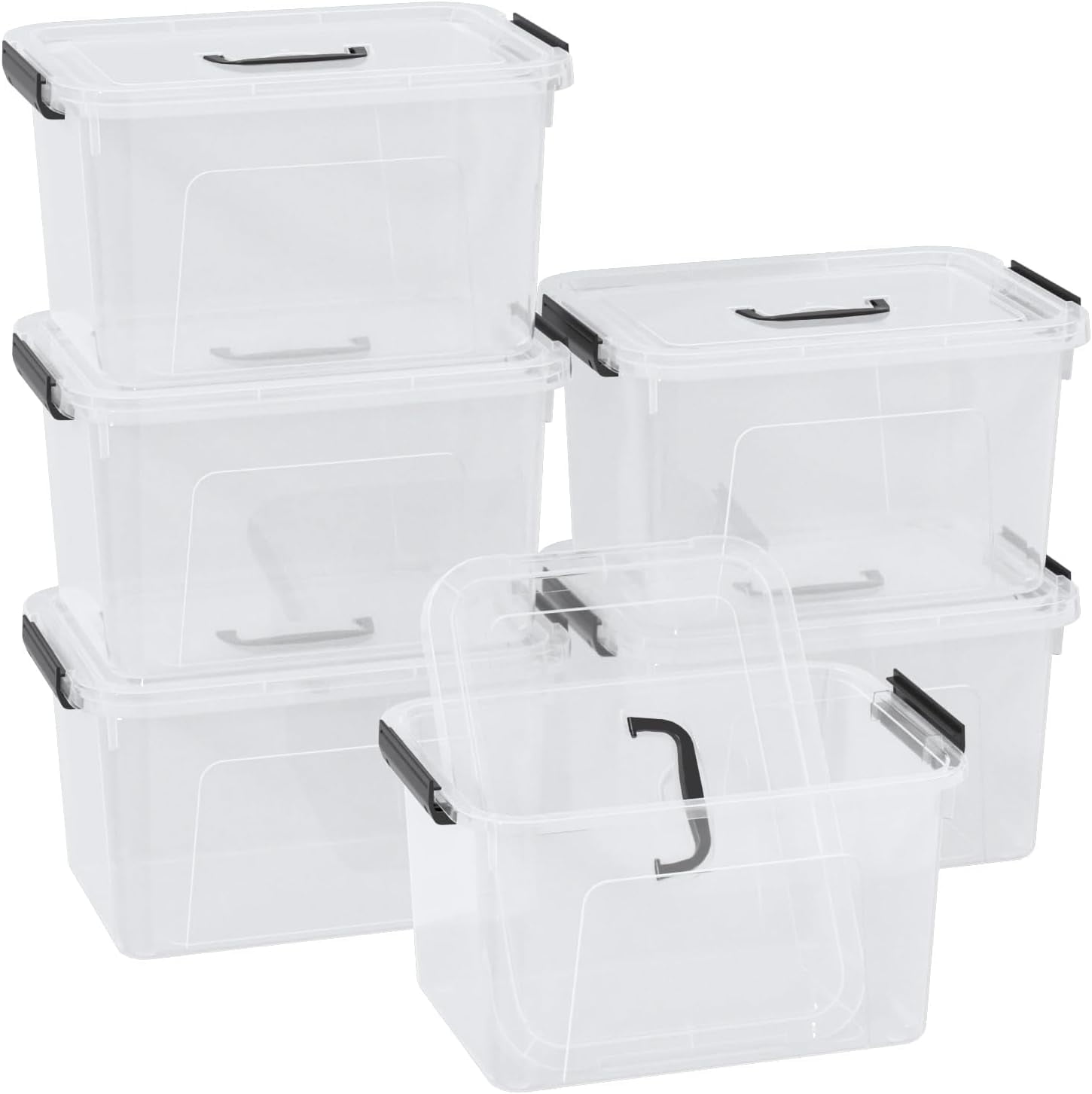 6 Packs 12 Quart Clear Latching Storage Boxes, Plastic Storage Bin with ...