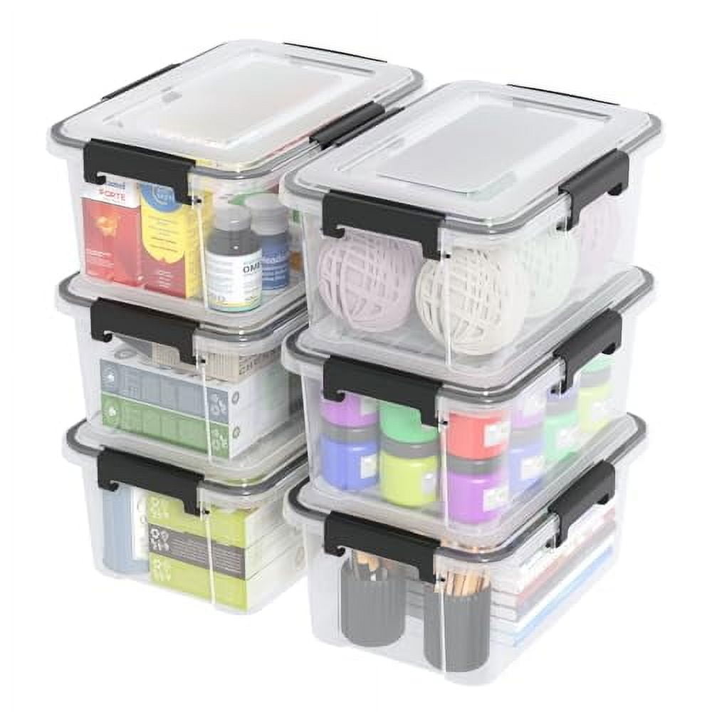 6 Packs 12 Quart WeatherPro Plastic Storage Bins with Lids, Stackable Gasket Box with Tight Seal ...