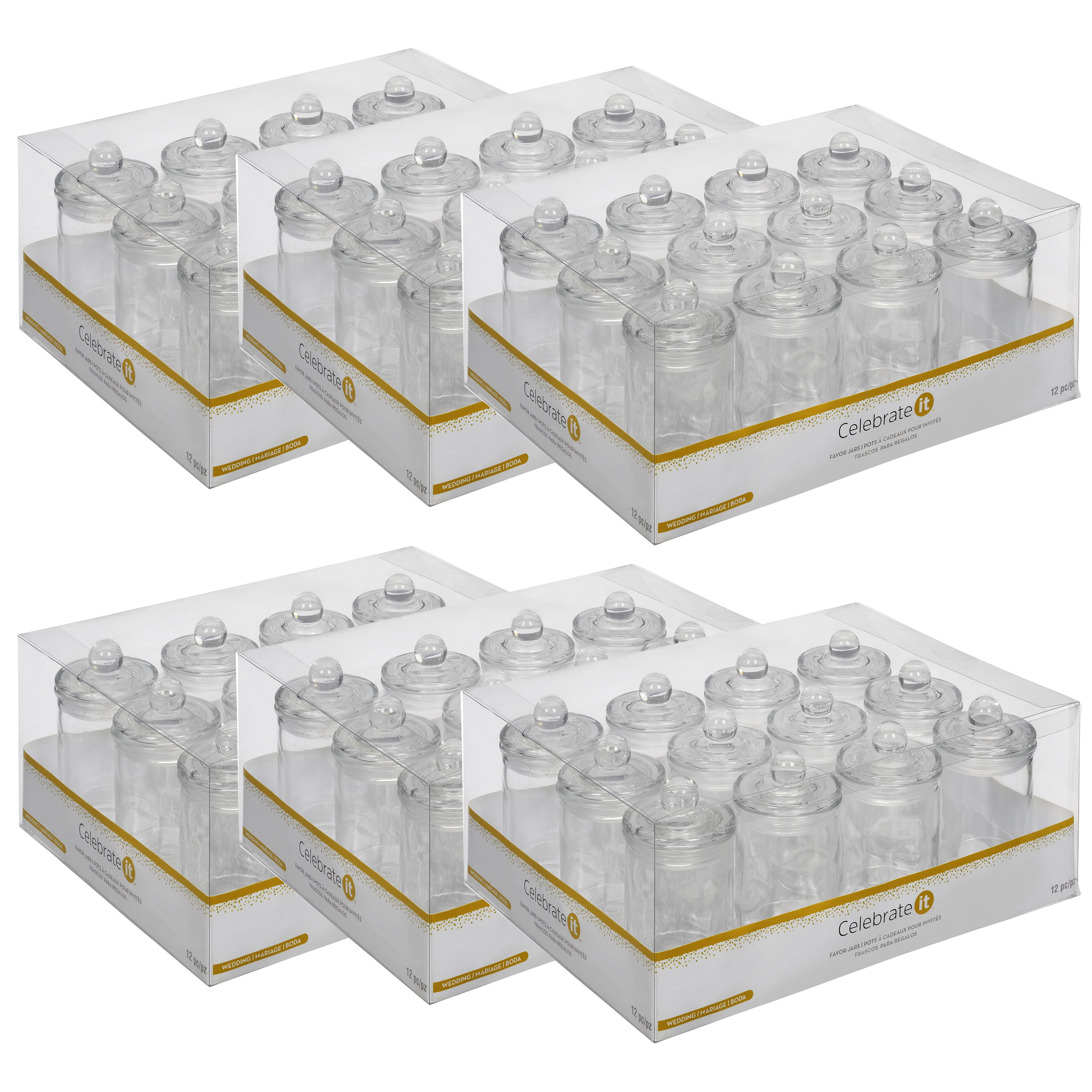 6 Packs: 12 ct. (72 total) Mini Glass Jars with Lids by Celebrate It ...